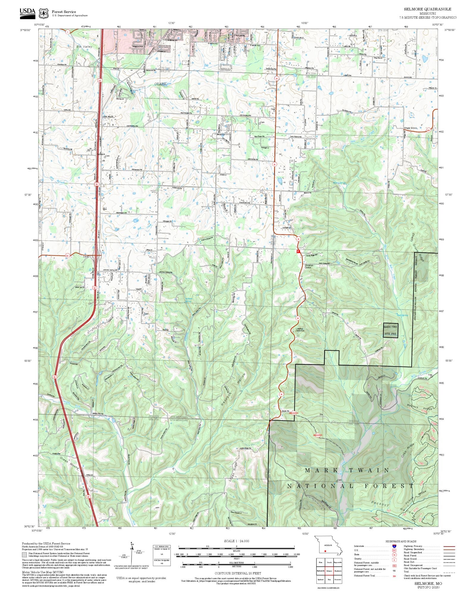 2025 Forest Service Topo Map of Selmore Missouri – MyTopo Map Store