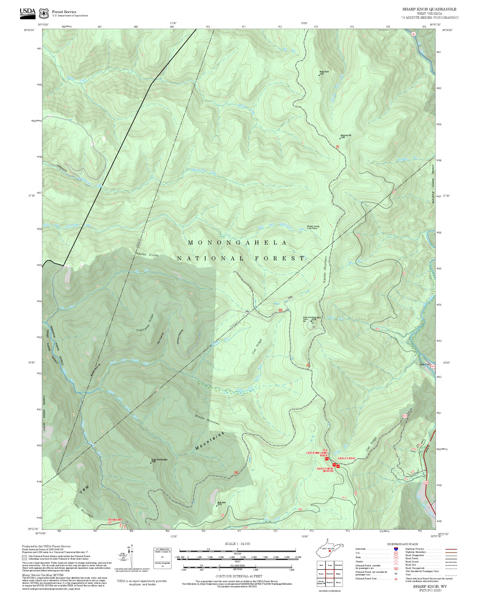 2025 Forest Service Topo Map of Sharp Knob West Virginia – MyTopo Map Store
