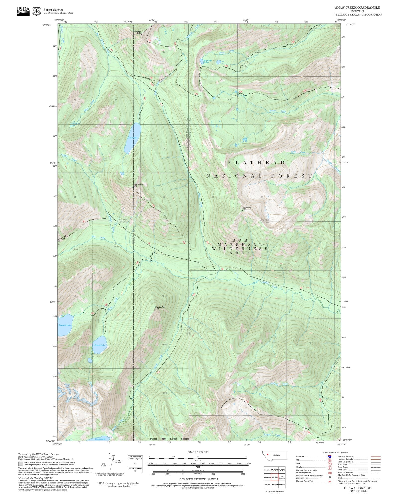 2025 Forest Service Topo Map of Shaw Creek Montana – MyTopo Map Store
