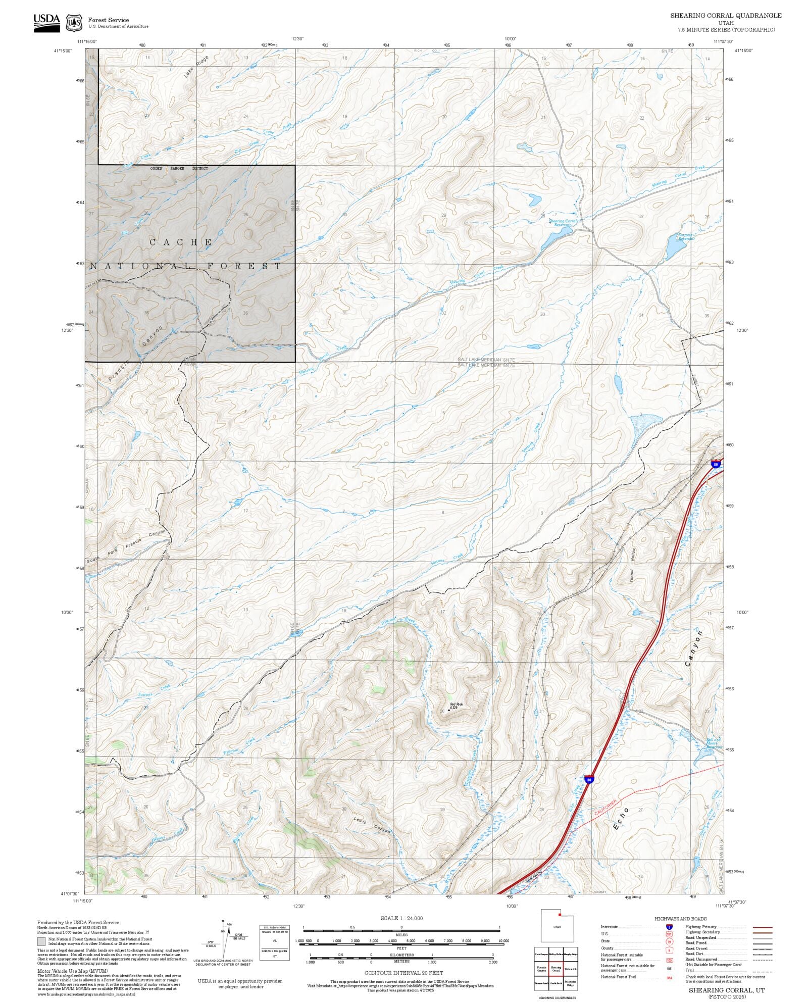 2025 Forest Service Topo Map of Shearing Corral Utah – MyTopo Map Store