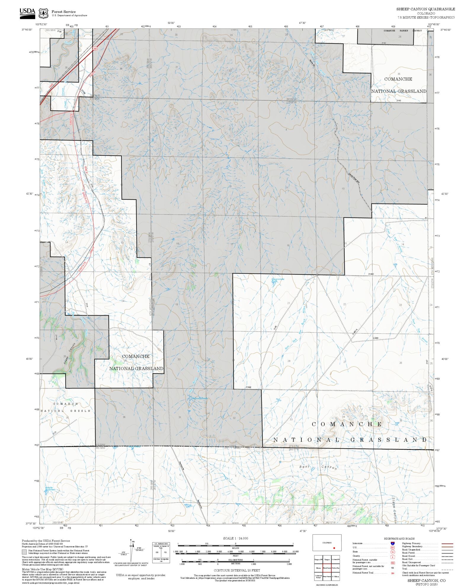 2025 Forest Service Topo Map of Sheep Canyon Colorado – MyTopo Map Store