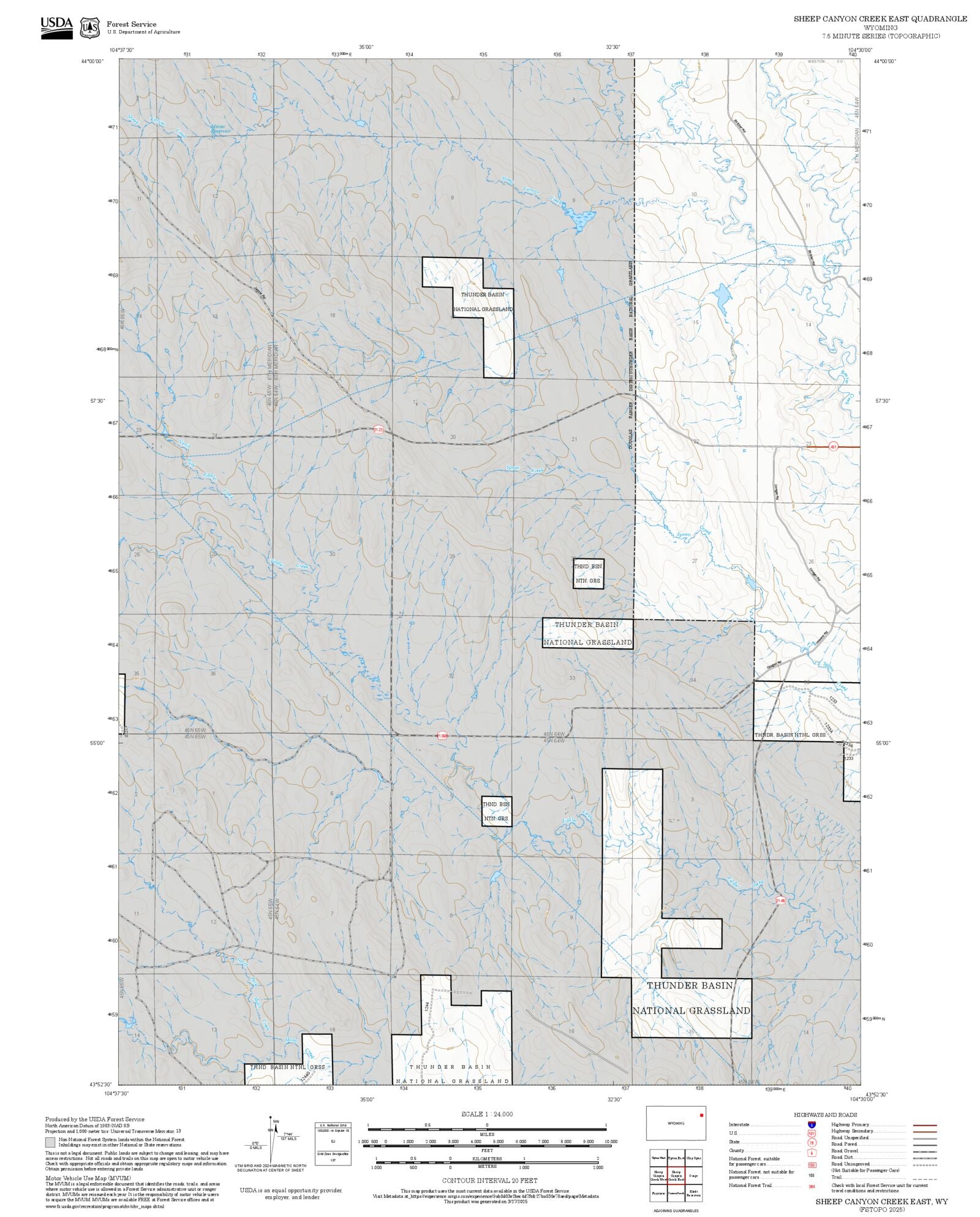 2025 Forest Service Topo Map of Sheep Canyon Creek East Wyoming ...