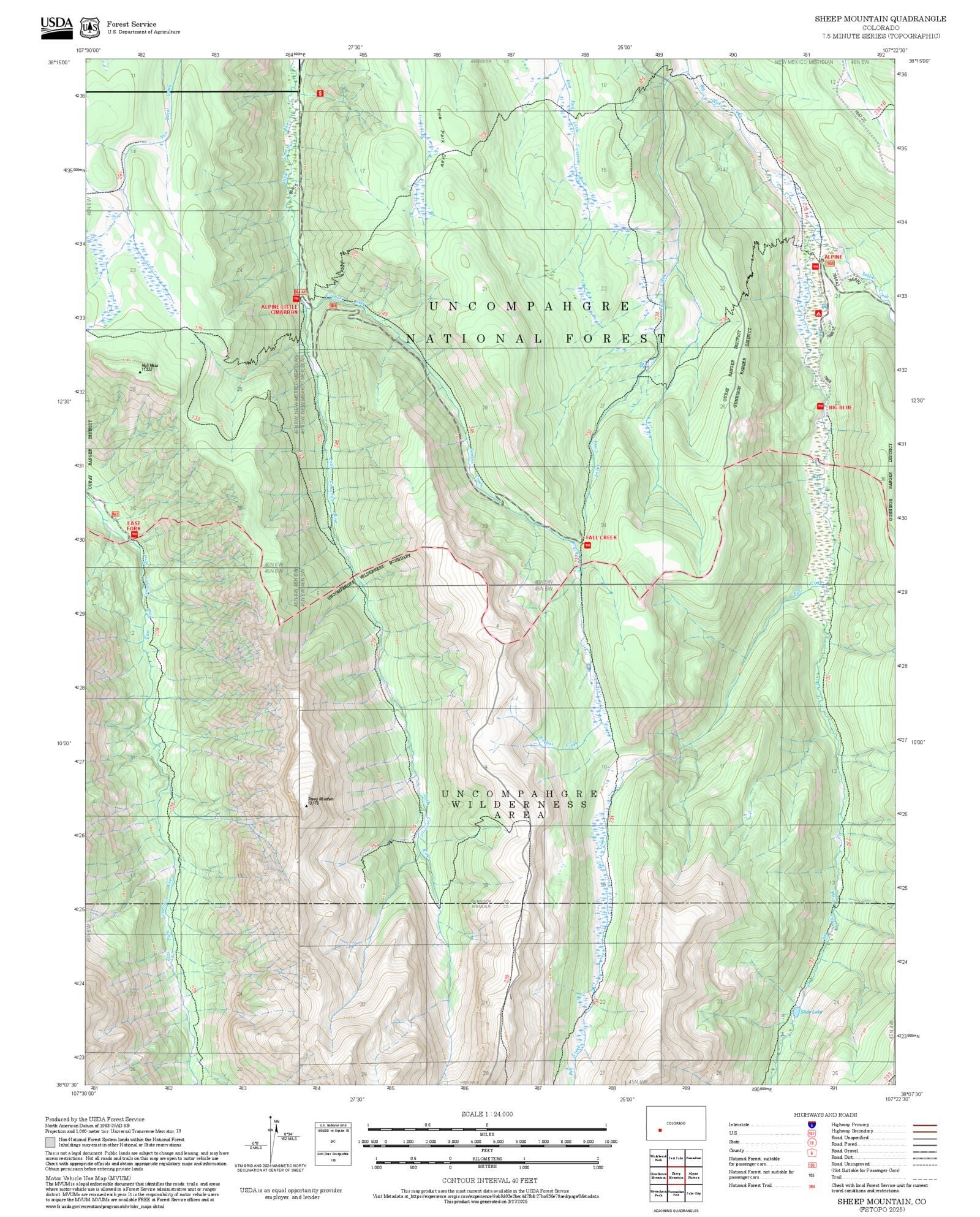 2025 Forest Service Topo Map of Sheep Mountain Colorado – MyTopo Map Store