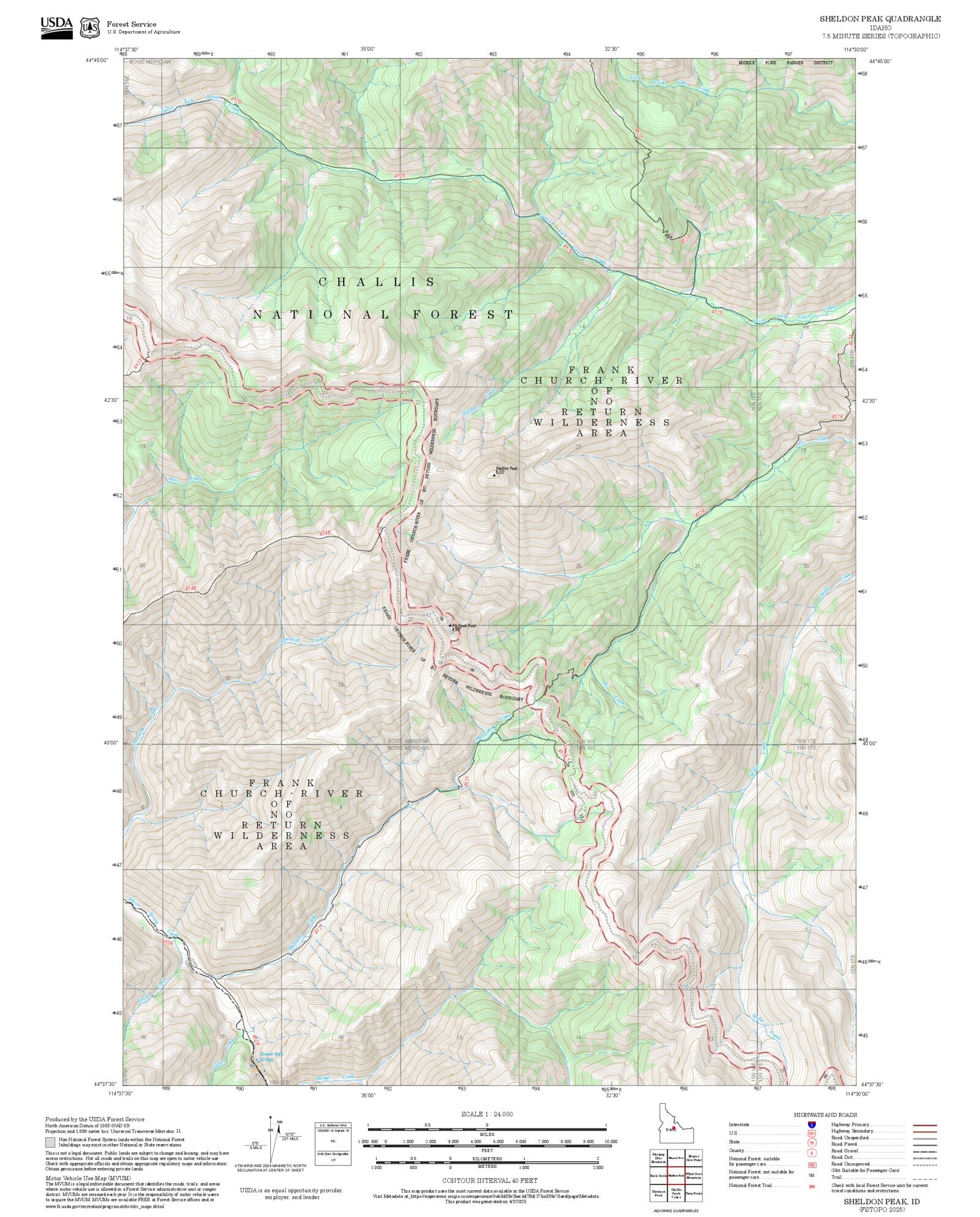 2025 Forest Service Topo Map of Sheldon Peak Idaho – MyTopo Map Store