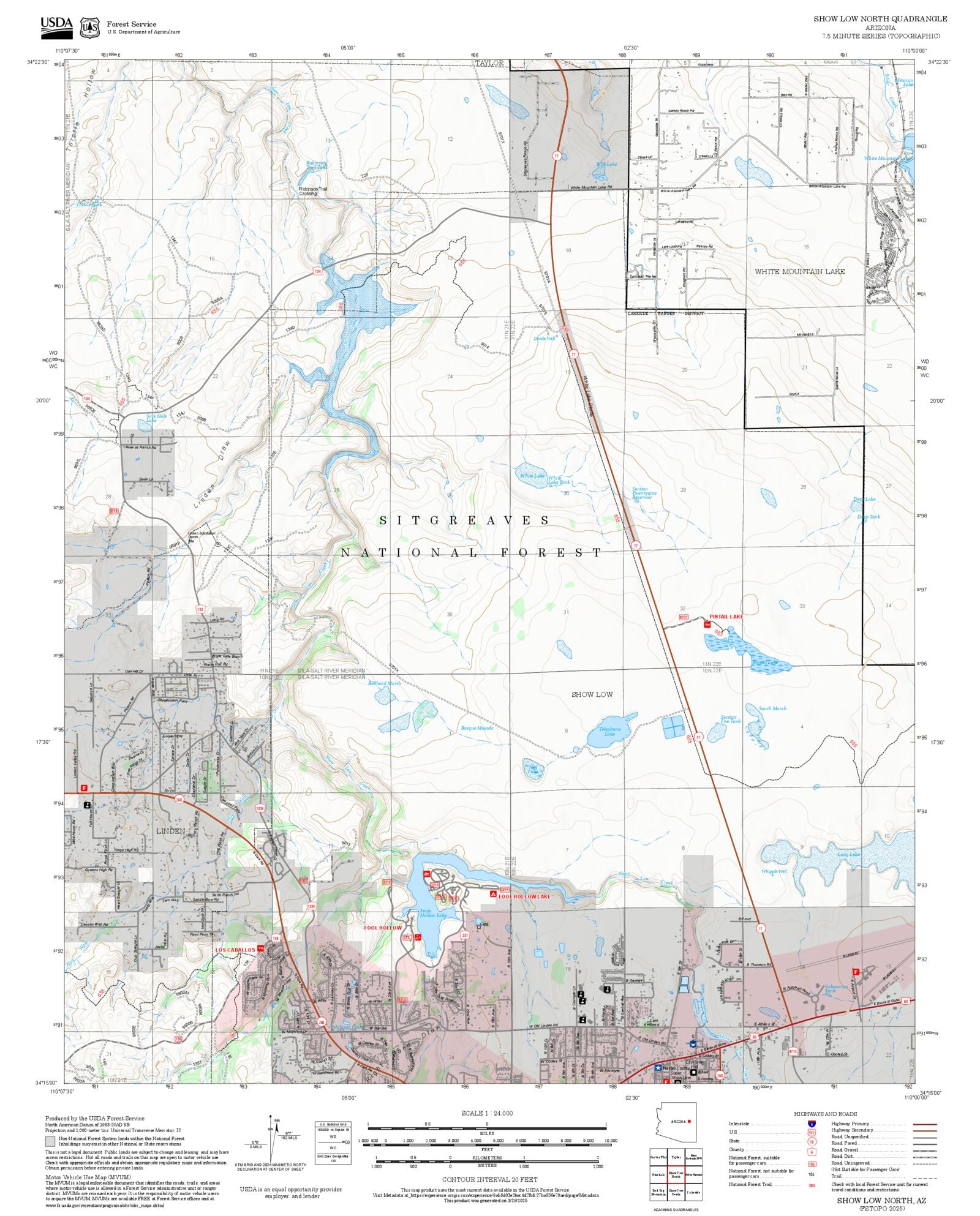2025 Forest Service Topo Map of Show Low North Arizona – MyTopo Map Store