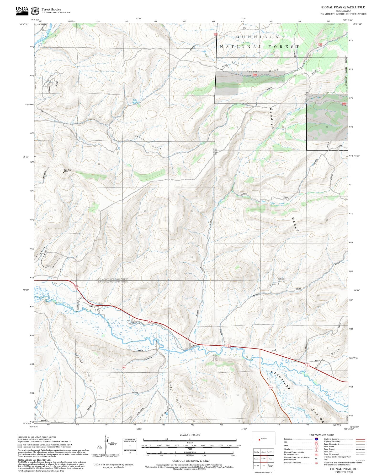 2025 Forest Service Topo Map of Signal Peak Colorado – MyTopo Map Store