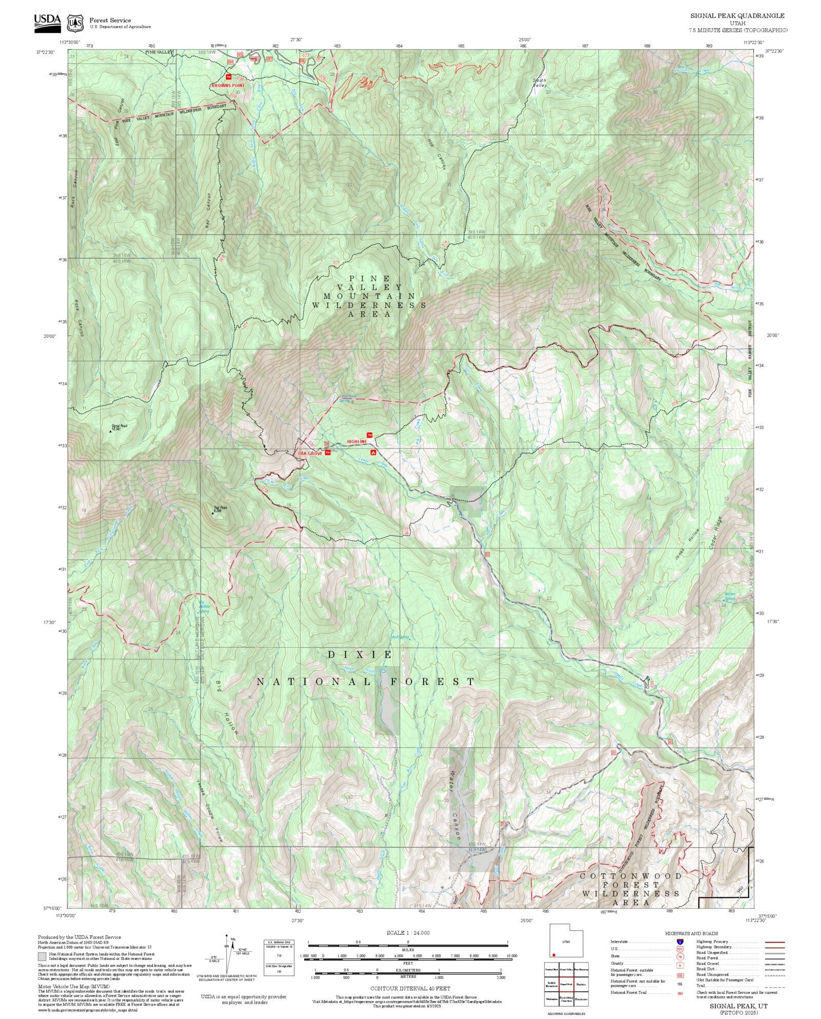 2025 Forest Service Topo Map of Signal Peak Utah – MyTopo Map Store