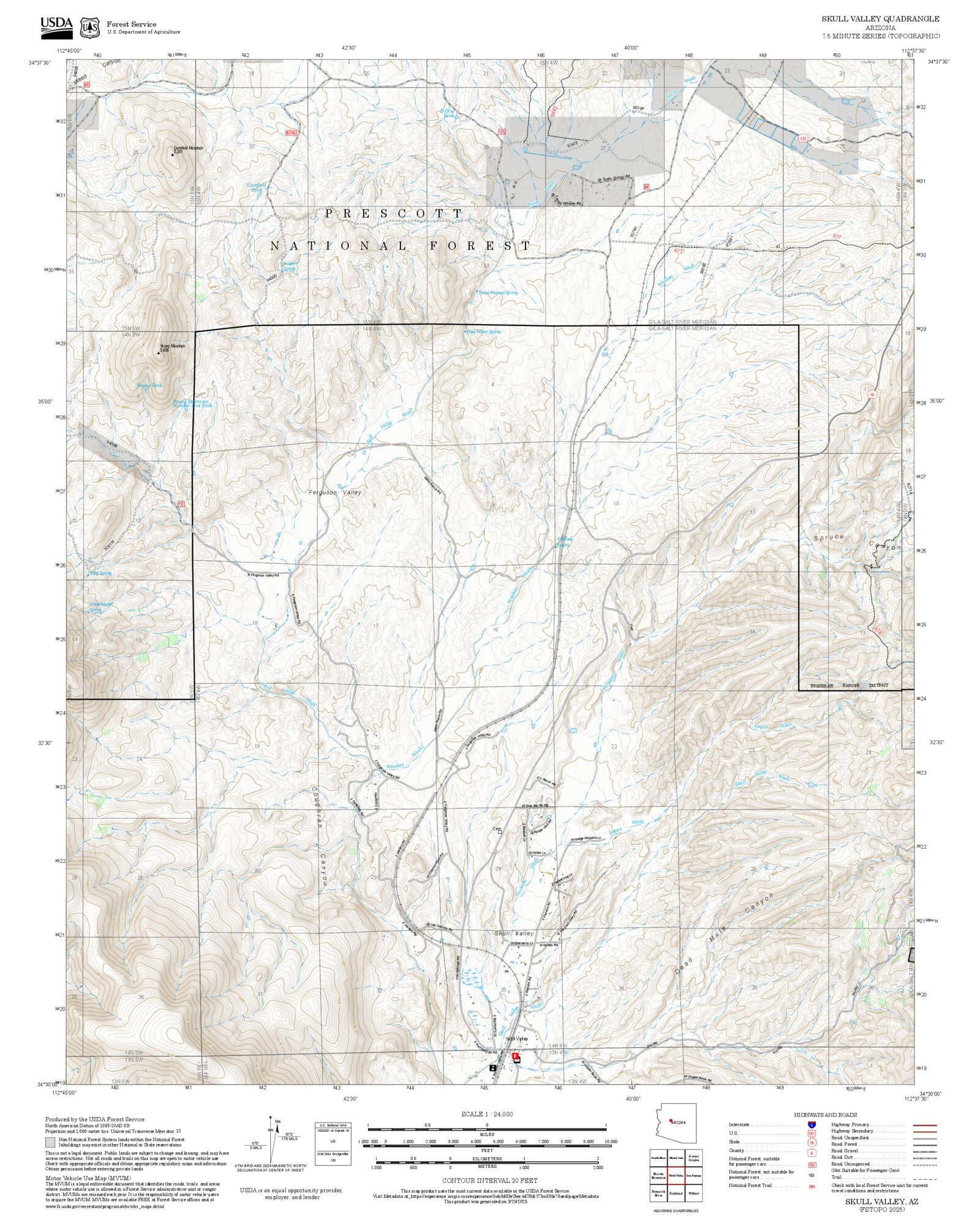 2025 Forest Service Topo Map of Skull Valley Arizona – MyTopo Map Store