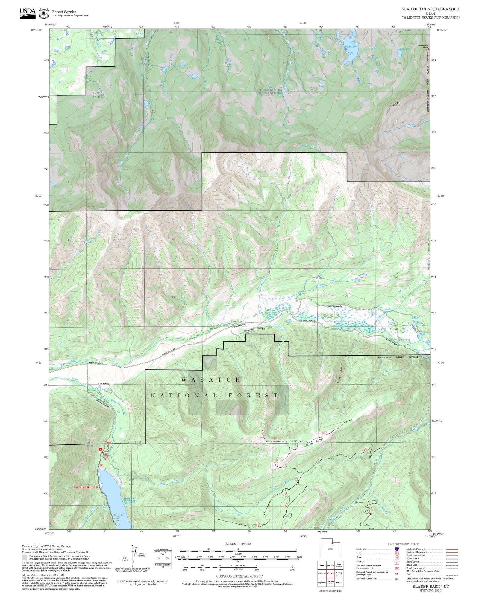 2025 Forest Service Topo Map of Slader Basin Utah – MyTopo Map Store