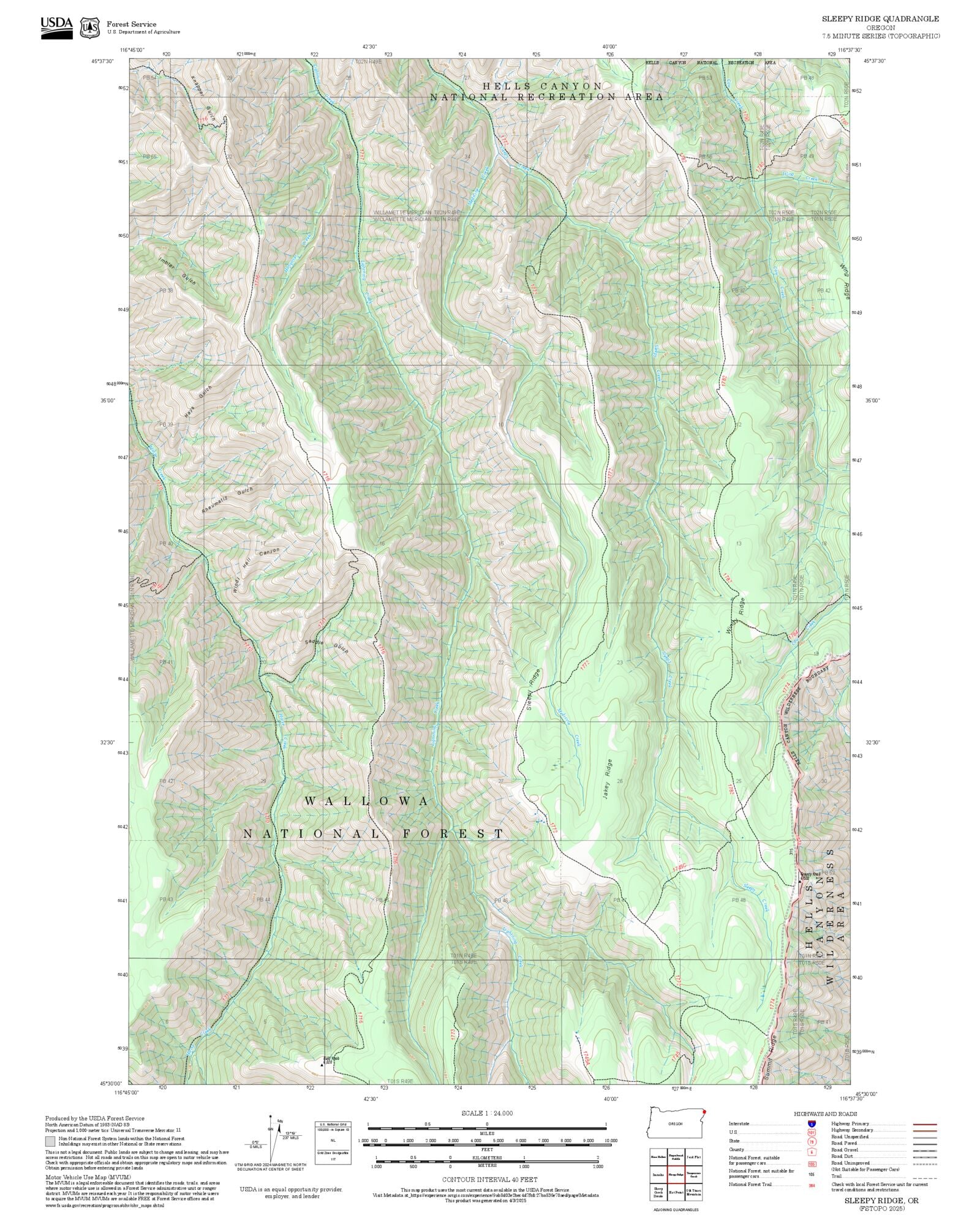 2025 Forest Service Topo Map of Sleepy Ridge Oregon – MyTopo Map Store