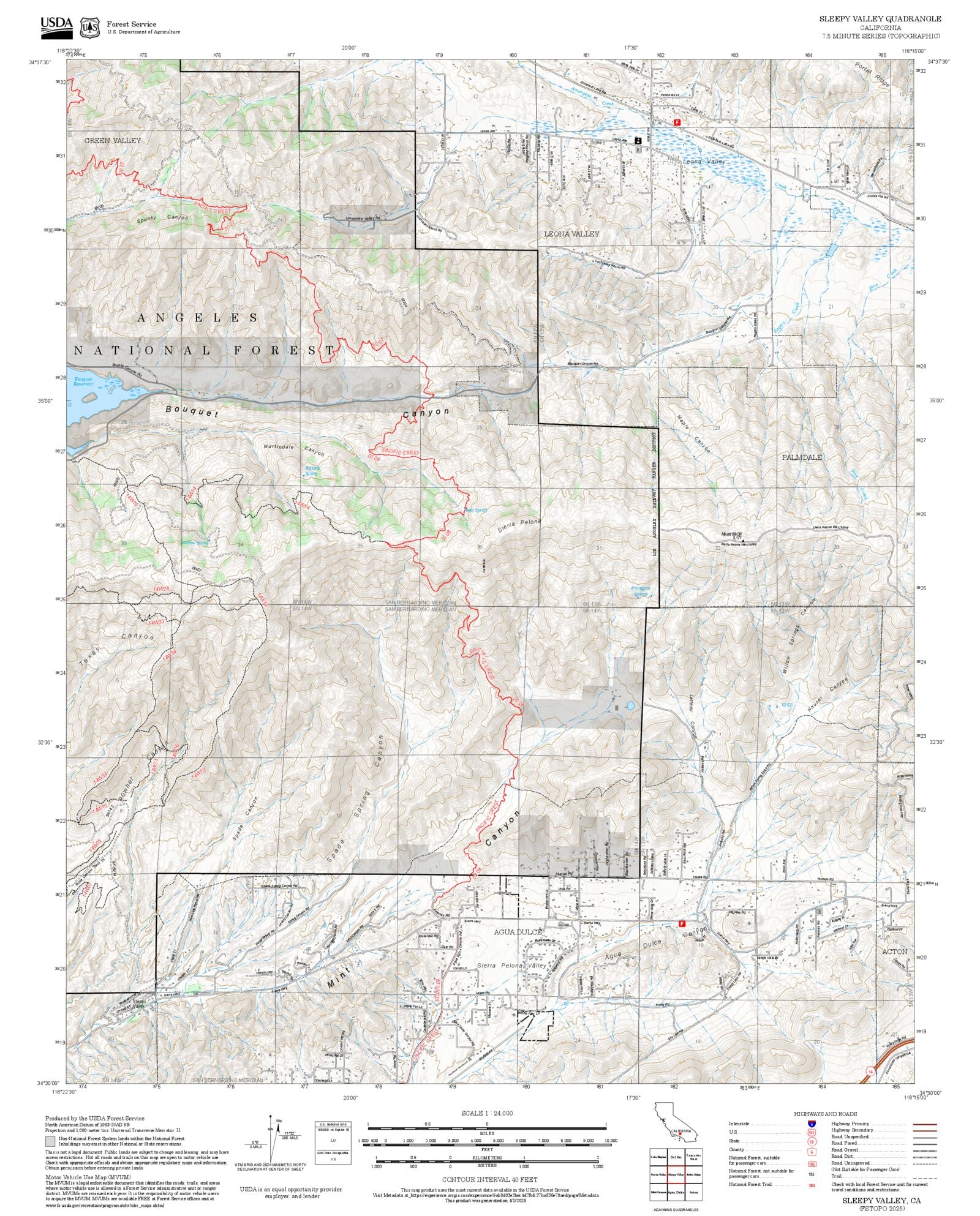 2025 Forest Service Topo Map of Sleepy Valley California – MyTopo Map Store