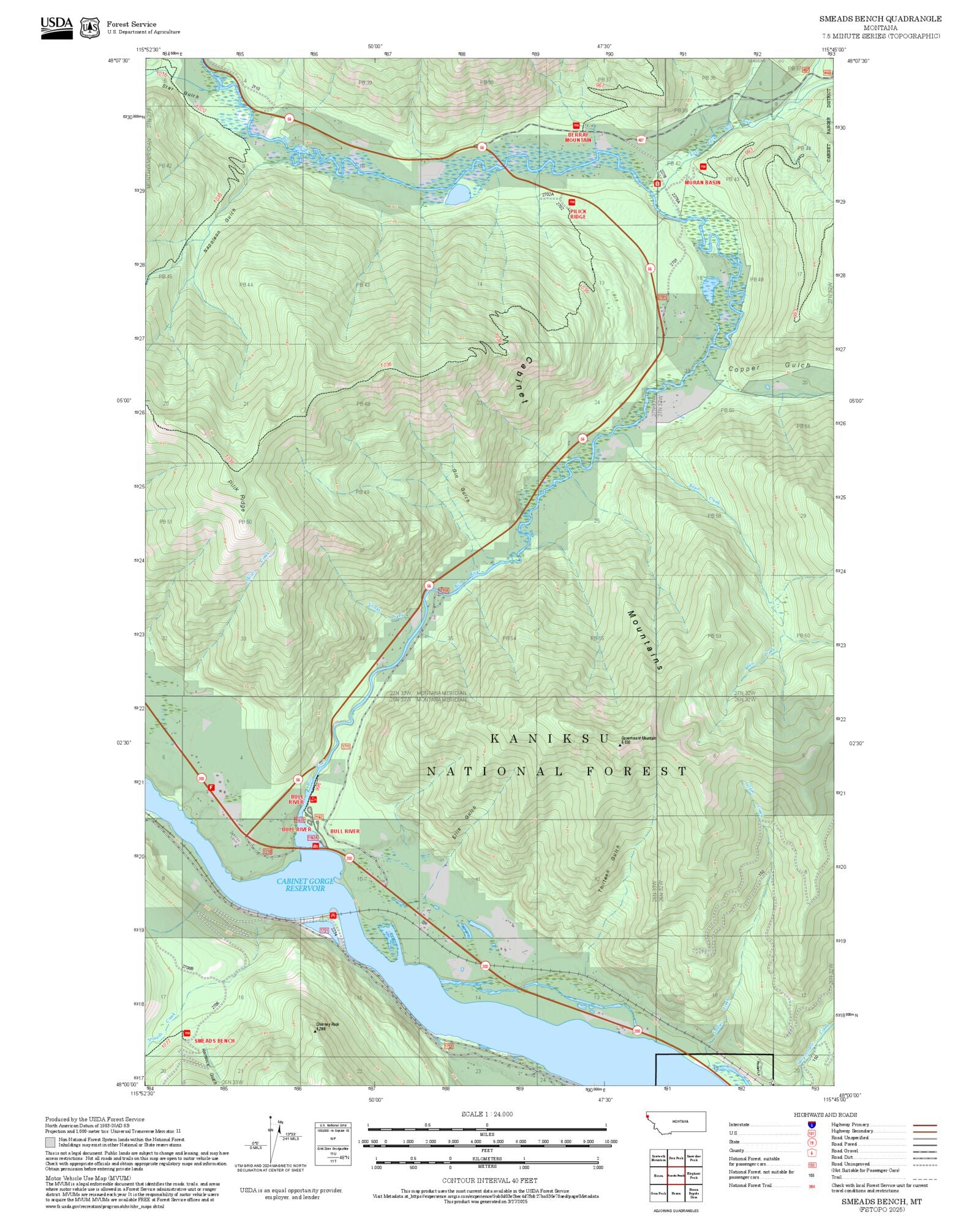 2025 Forest Service Topo Map of Smeads Bench Montana – MyTopo Map Store