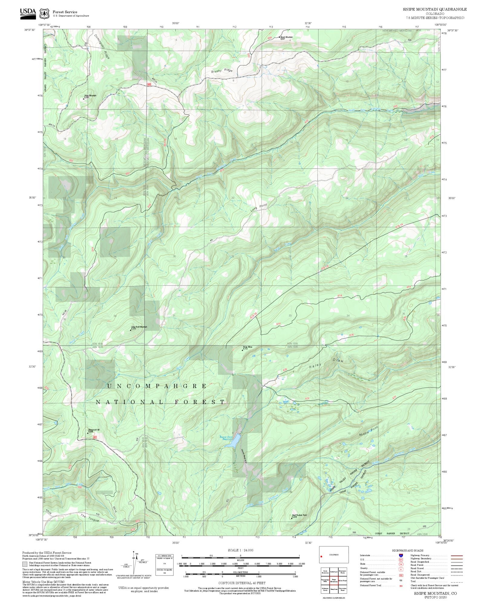 2025 Forest Service Topo Map of Snipe Mountain Colorado – MyTopo Map Store