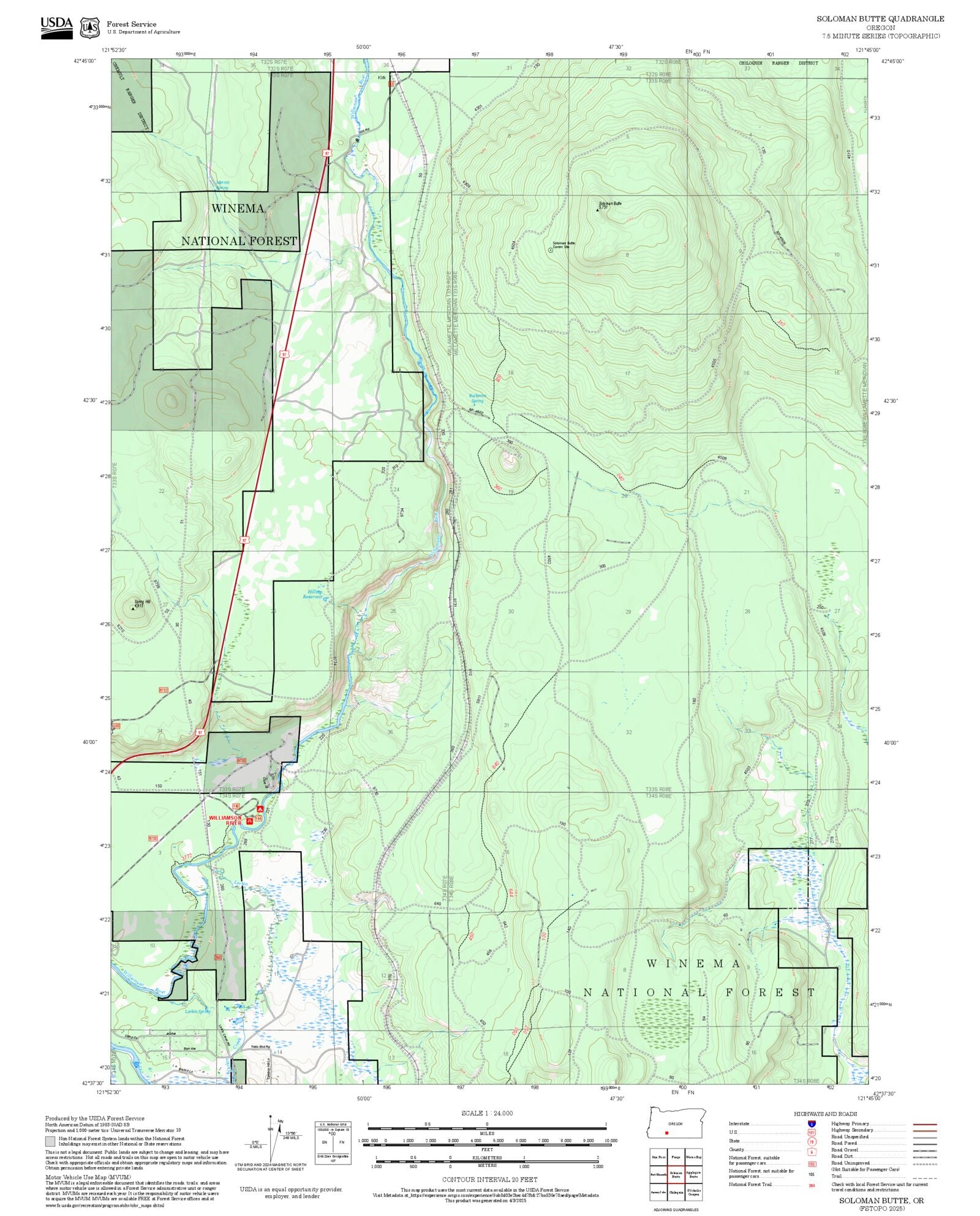 2025 Forest Service Topo Map of Soloman Butte Oregon – MyTopo Map Store