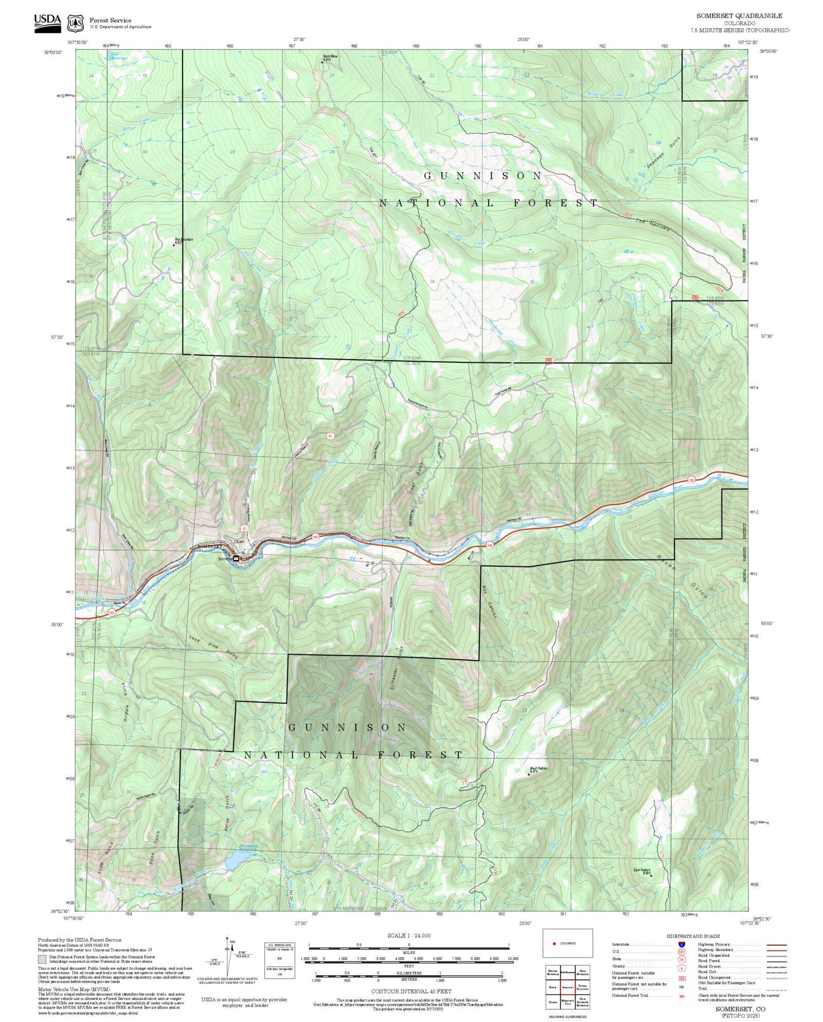 2025 Forest Service Topo Map of Somerset Colorado – MyTopo Map Store