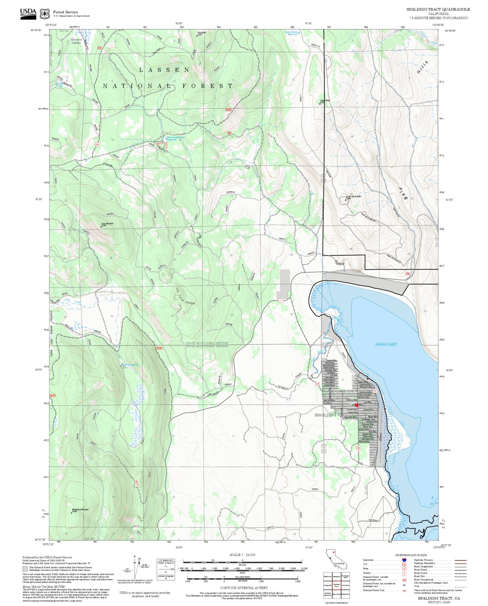 2025 Forest Service Topo Map of Spalding Tract California – MyTopo Map ...