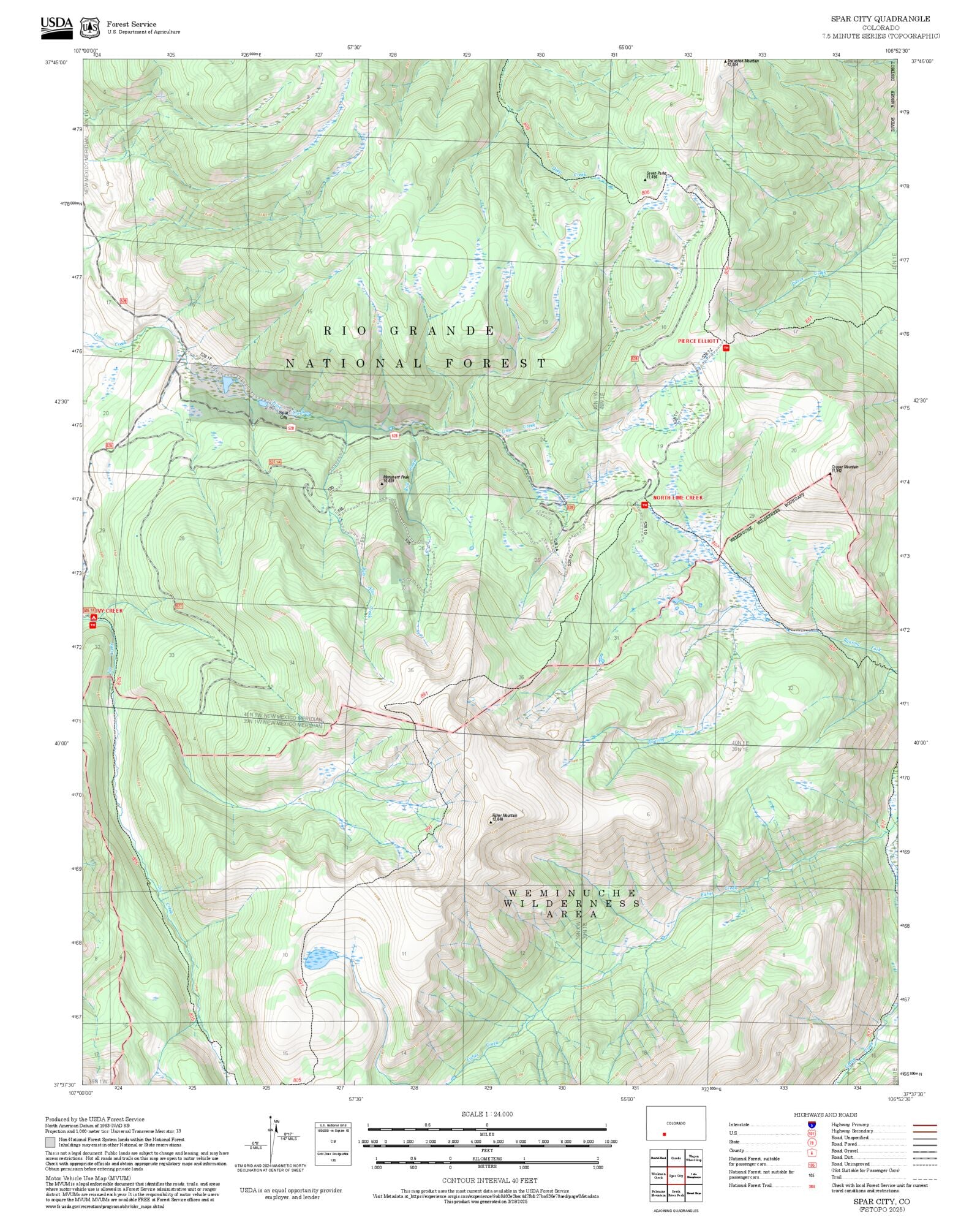 2025 Forest Service Topo Map of Spar City Colorado – MyTopo Map Store