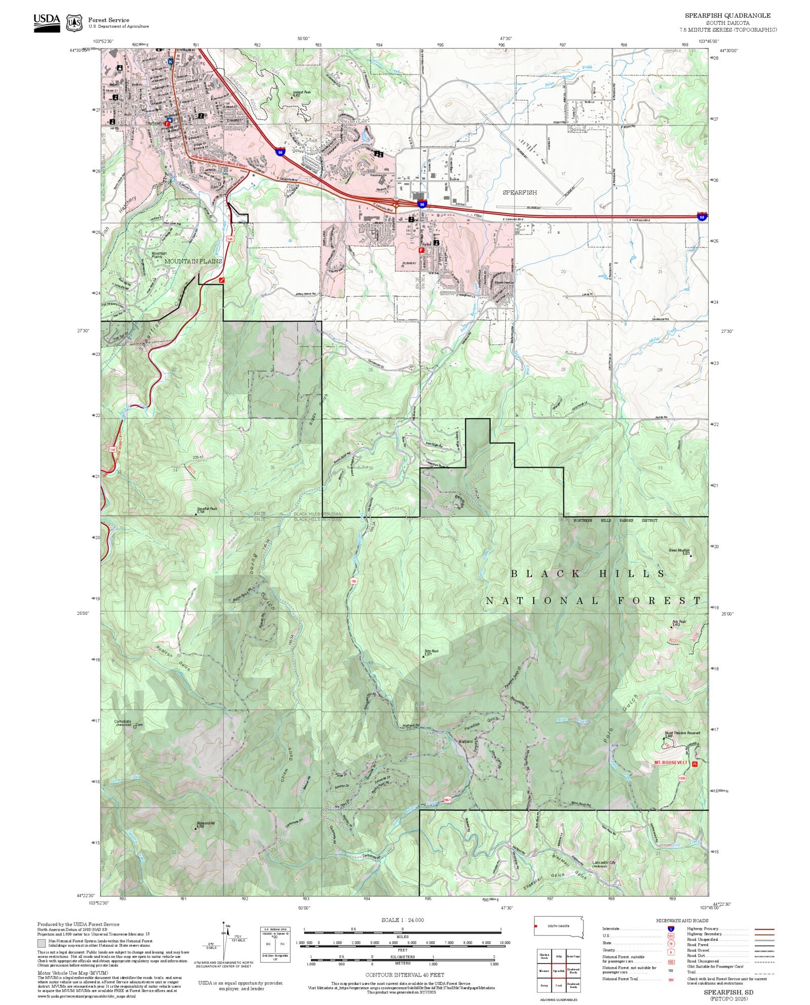 2025 Forest Service Topo Map of Spearfish South Dakota – MyTopo Map Store