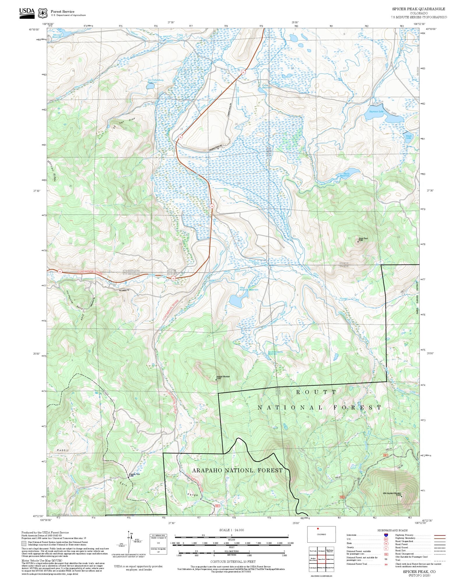2025 Forest Service Topo Map of Spicer Peak Colorado – MyTopo Map Store
