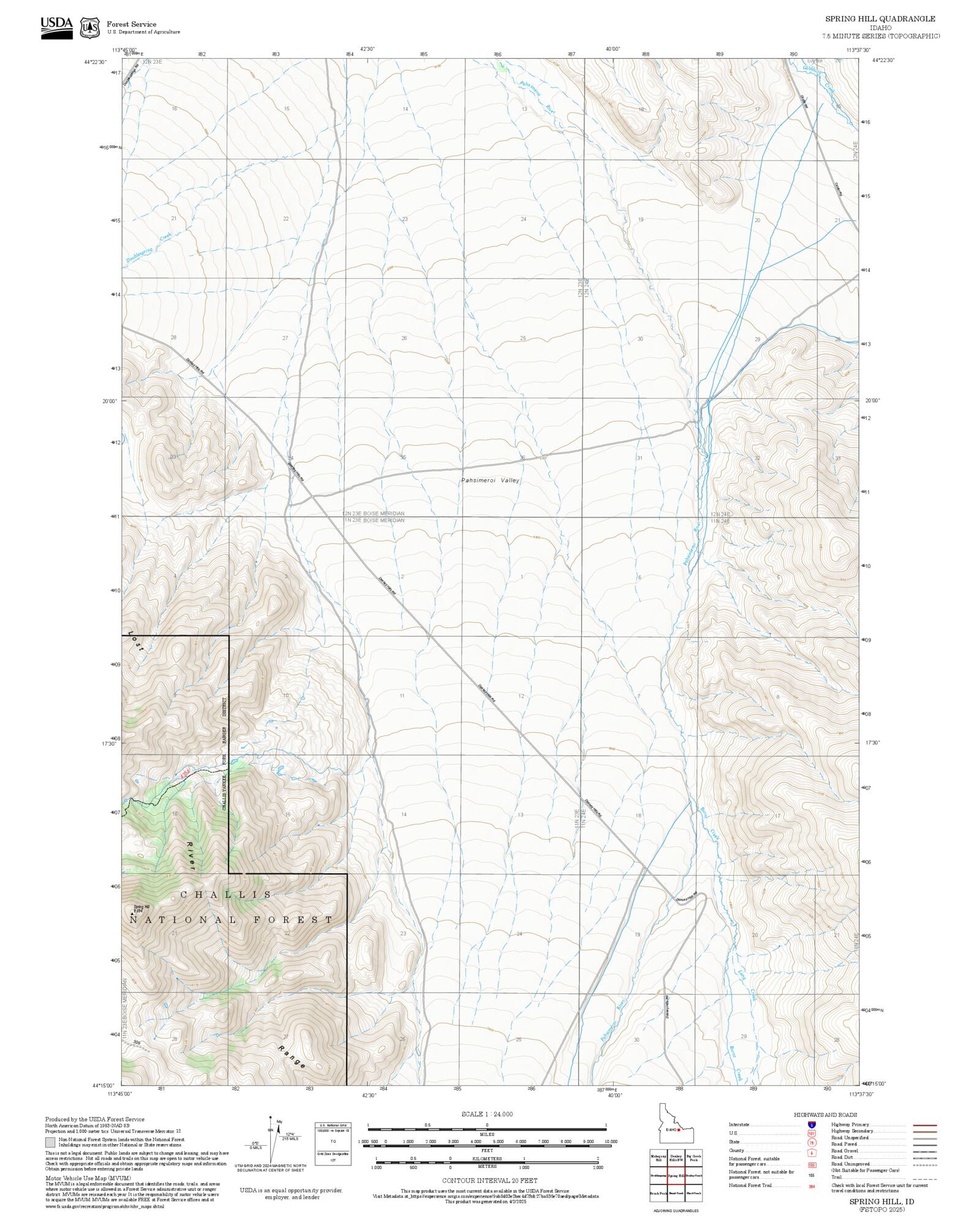 2025 Forest Service Topo Map of Spring Hill Idaho – MyTopo Map Store