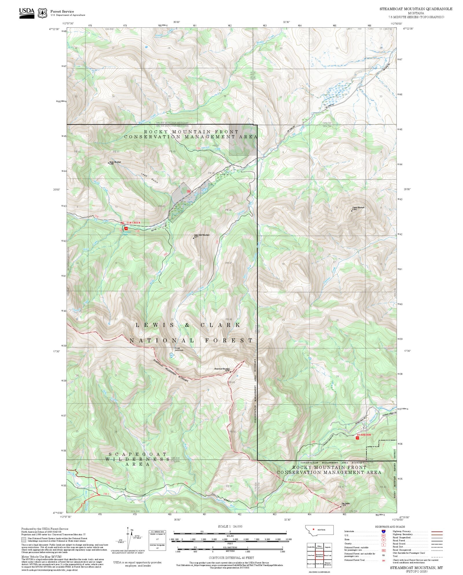 2025 Forest Service Topo Map of Steamboat Mountain Montana – MyTopo Map ...