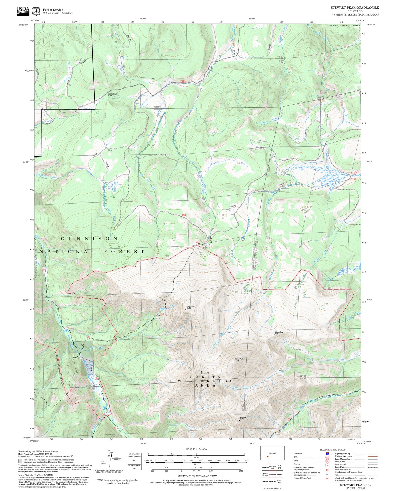 2025 Forest Service Topo Map of Stewart Peak Colorado – MyTopo Map Store