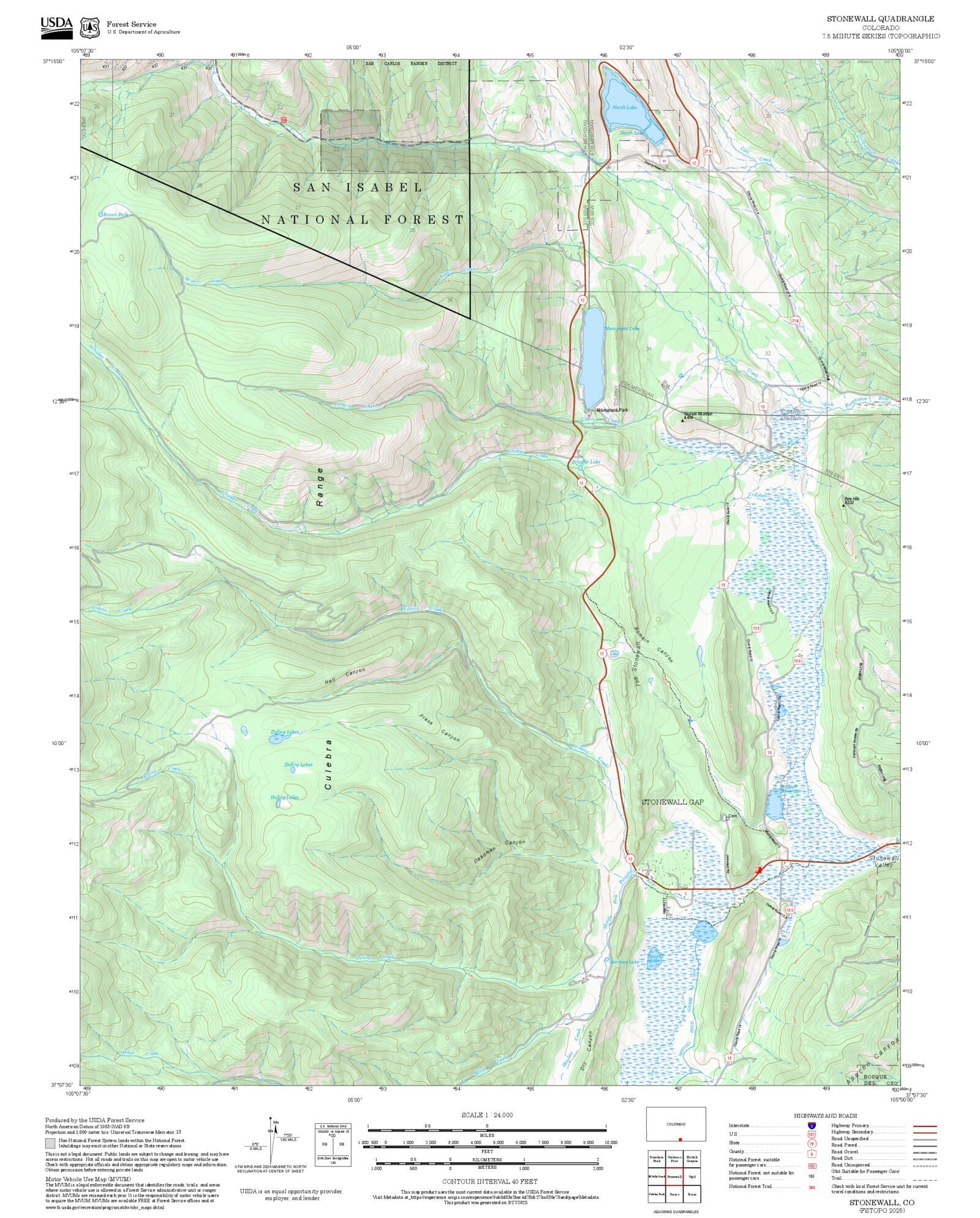 2025 Forest Service Topo Map of Stonewall Colorado – MyTopo Map Store