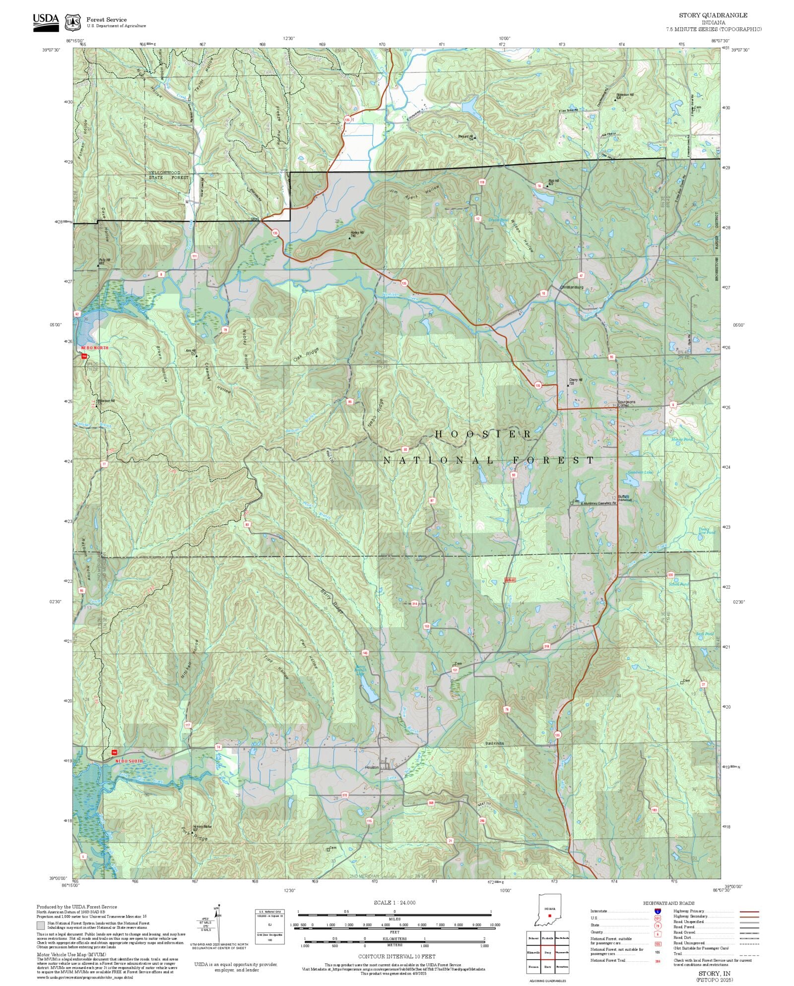 2025 Forest Service Topo Map of Story Indiana – MyTopo Map Store