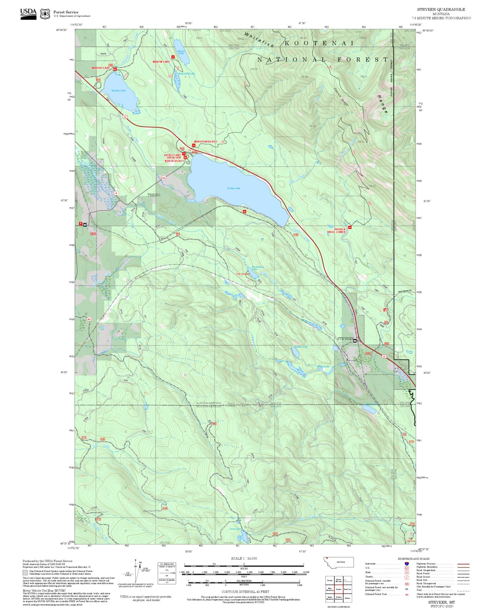 2025 Forest Service Topo Map of Stryker Montana – MyTopo Map Store