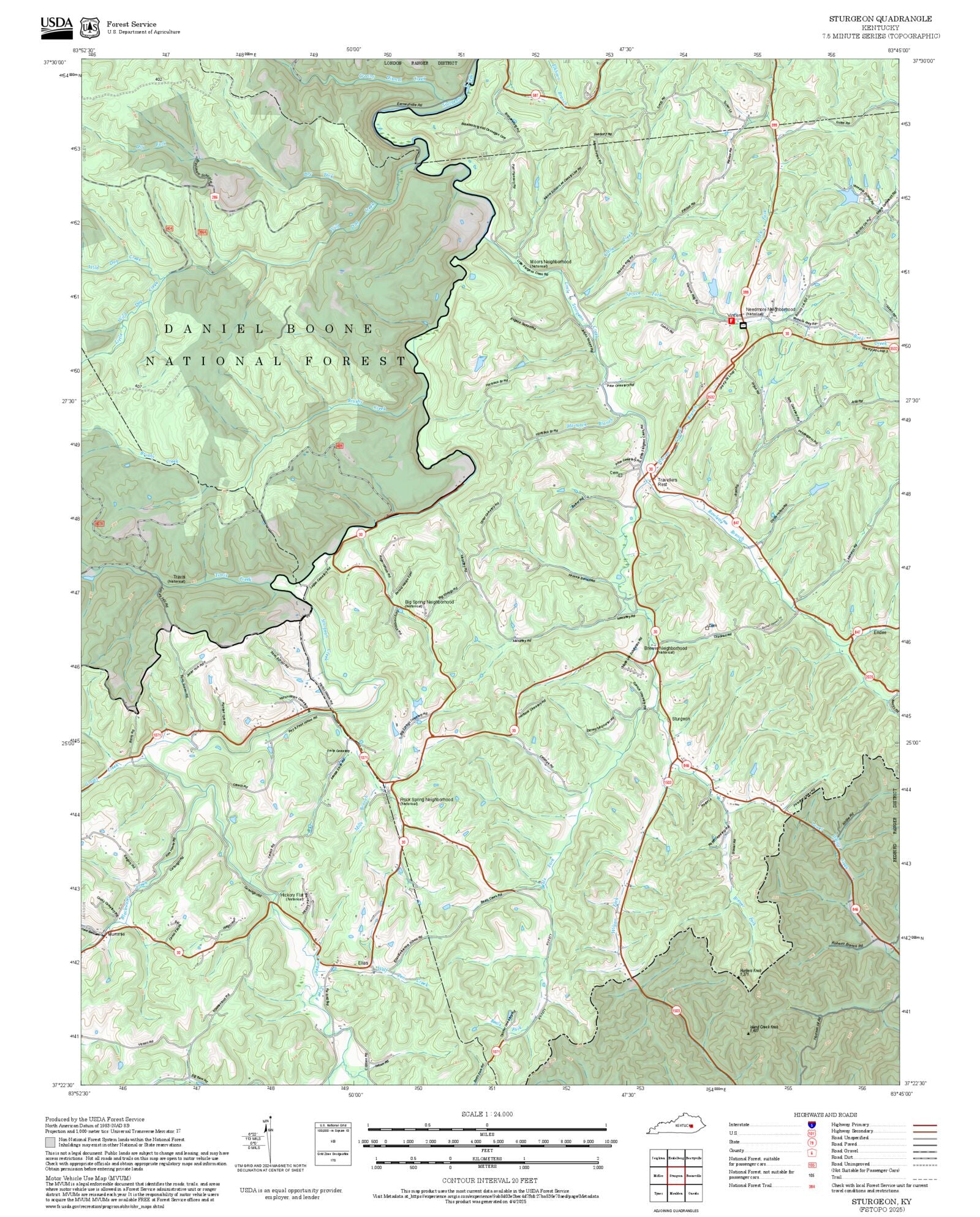 2025 Forest Service Topo Map of Sturgeon Kentucky – MyTopo Map Store