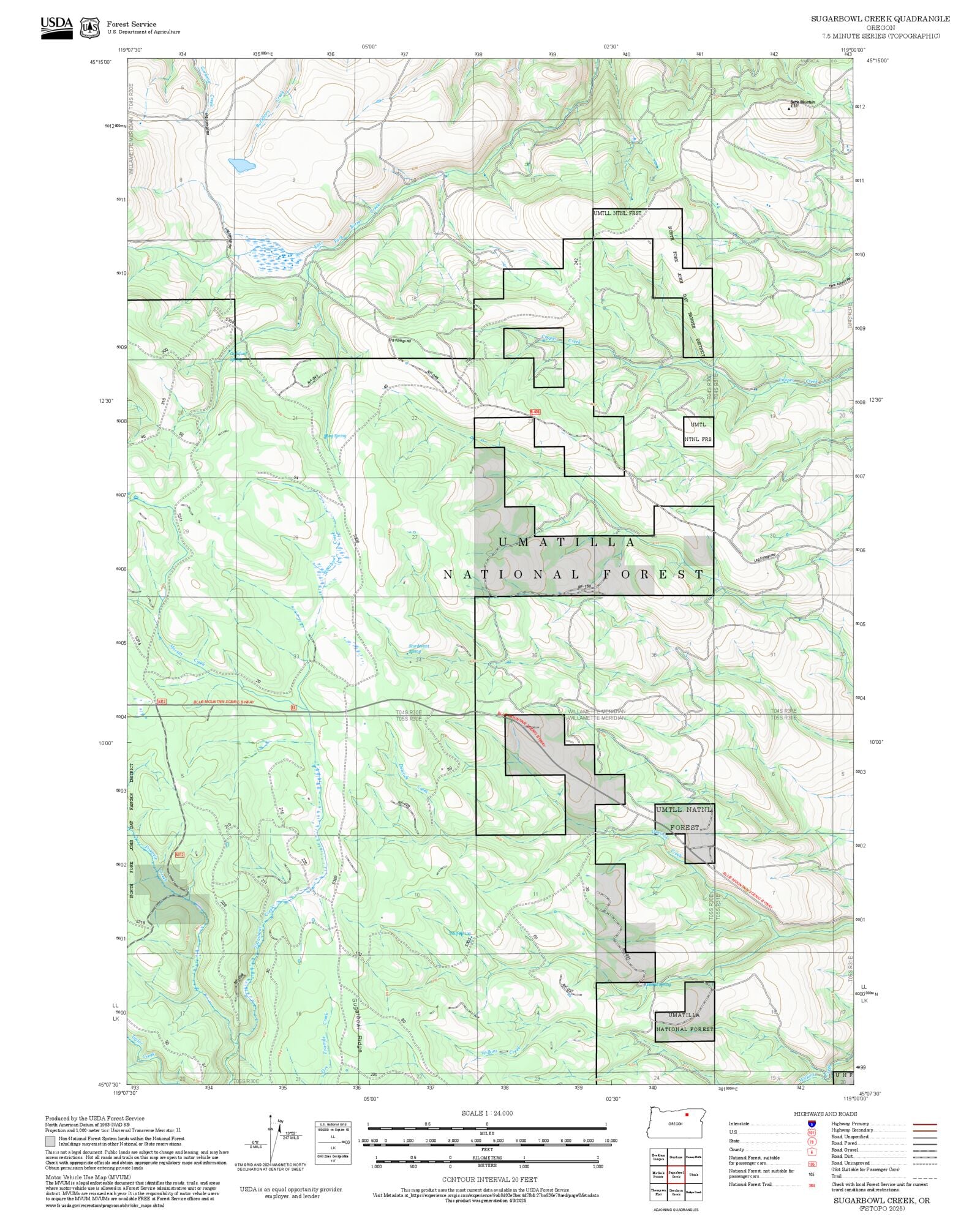 2025 Forest Service Topo Map of Sugarbowl Creek Oregon – MyTopo Map Store
