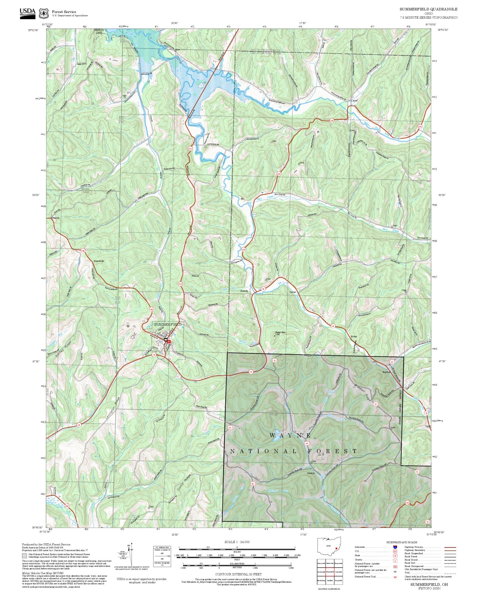 2025 Forest Service Topo Map of Summerfield Ohio – MyTopo Map Store