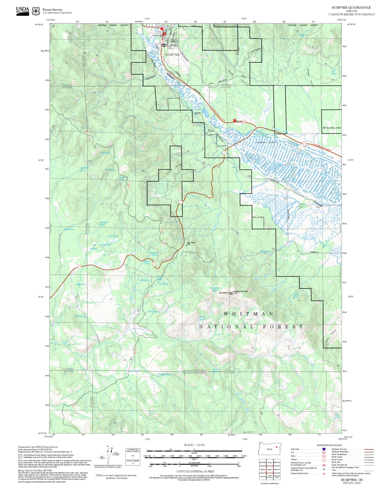 2025 Forest Service Topo Map of Sumpter Oregon – MyTopo Map Store