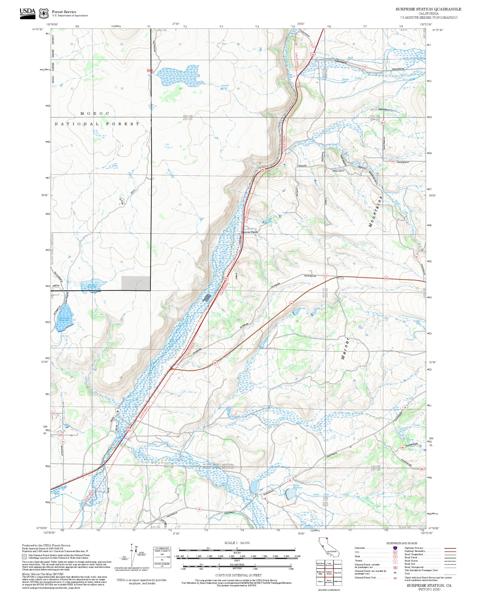 2025 Forest Service Topo Map of Surprise Station California – MyTopo ...