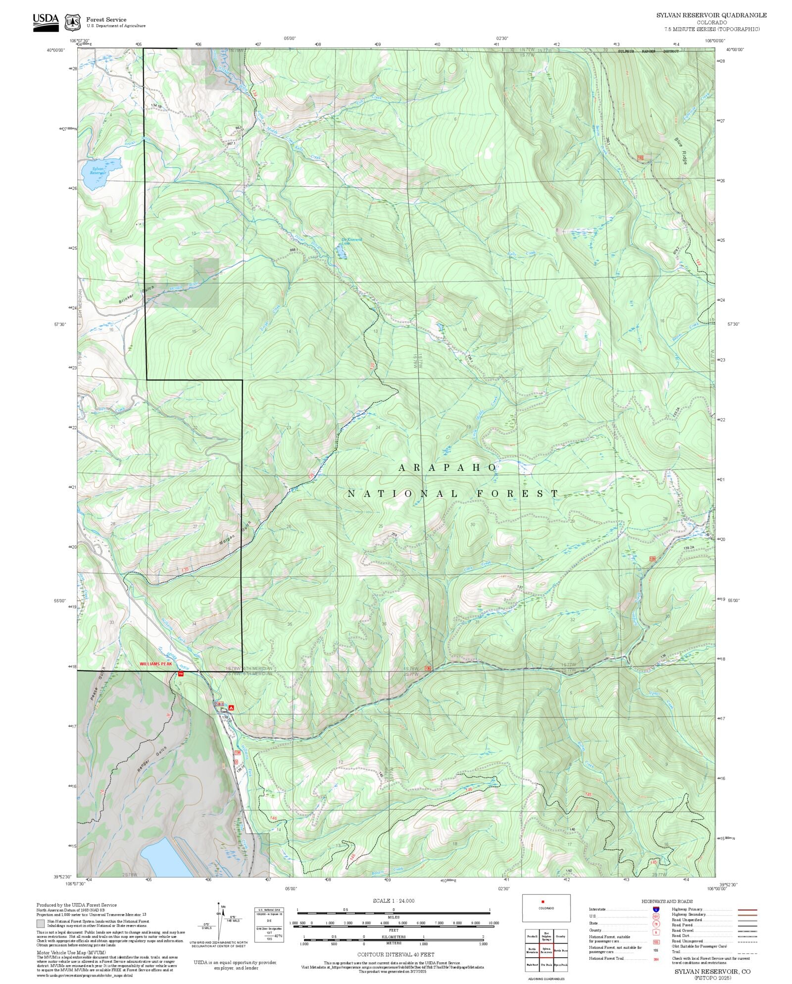 2025 Forest Service Topo Map of Sylvan Reservoir Colorado – MyTopo Map ...