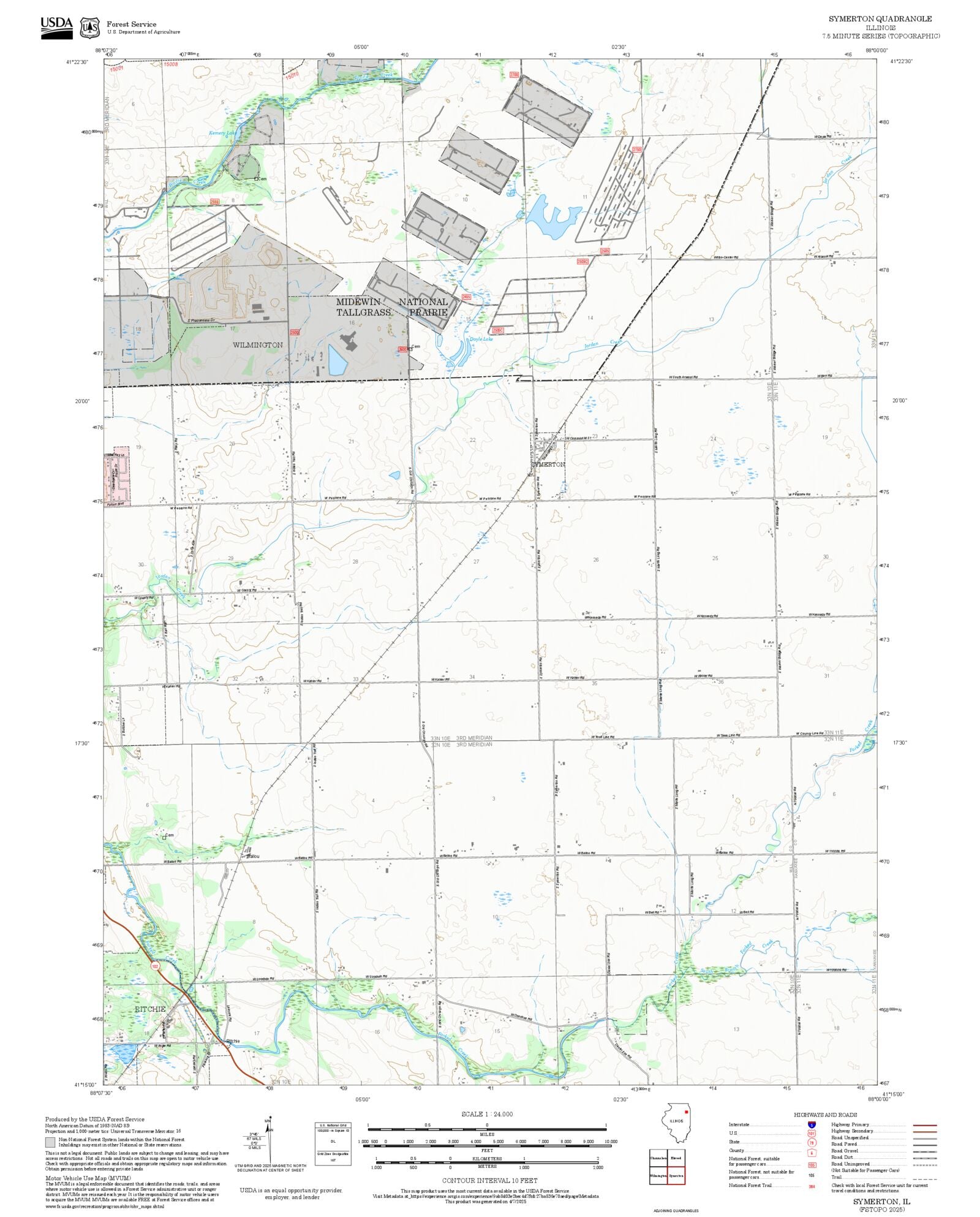 2025 Forest Service Topo Map of Symerton Illinois – MyTopo Map Store