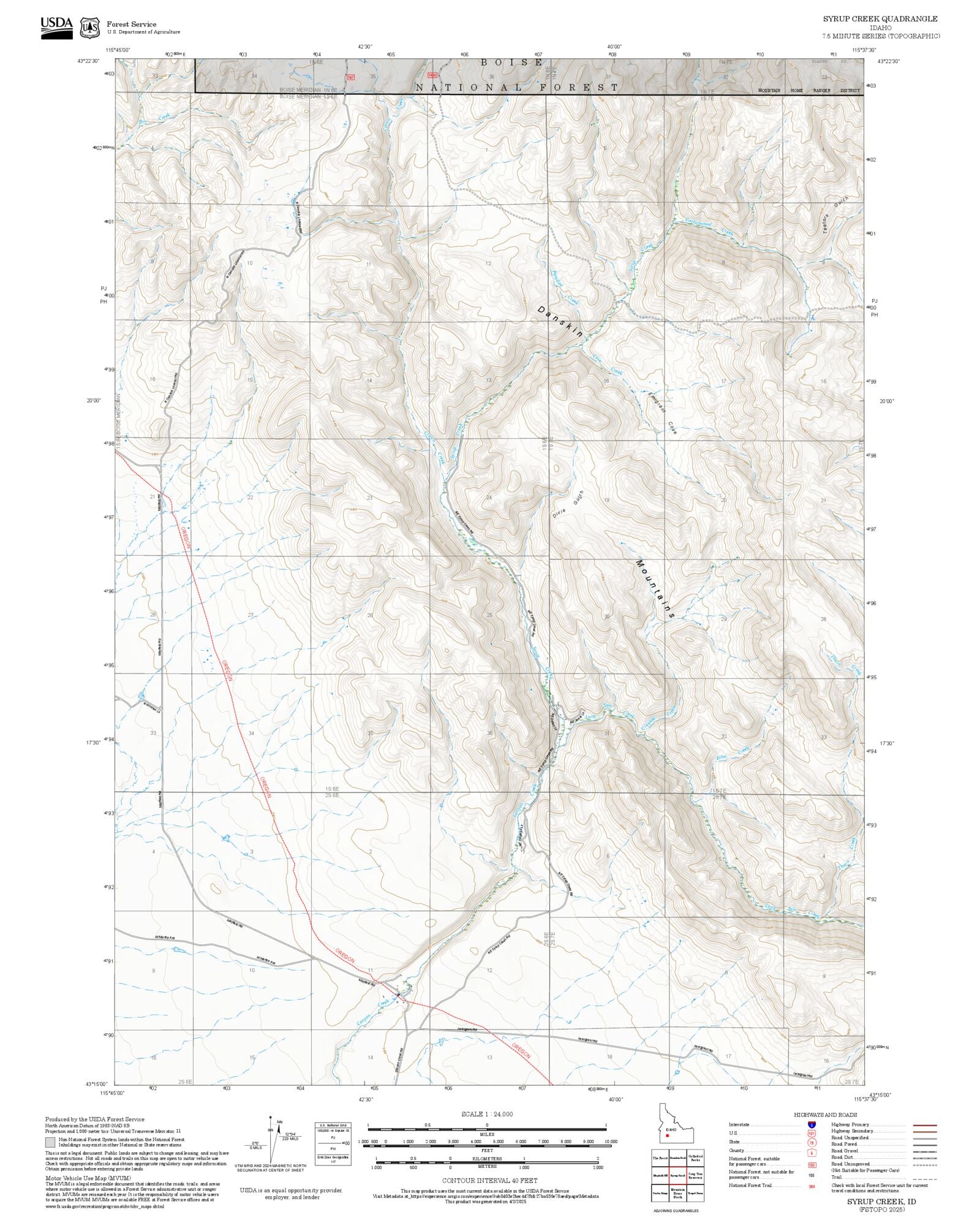 2025 Forest Service Topo Map of Syrup Creek Idaho – MyTopo Map Store
