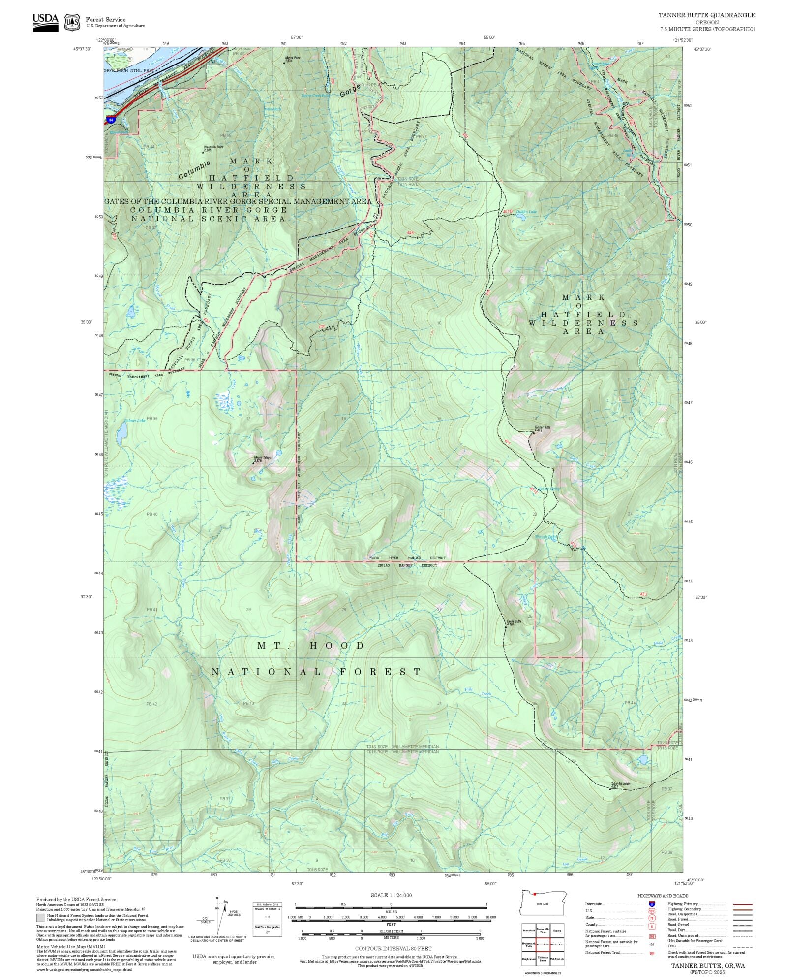 2025 Forest Service Topo Map of Tanner Butte Oregon – MyTopo Map Store