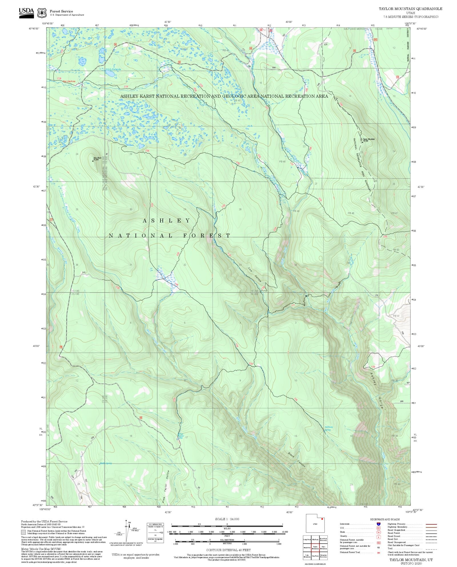 2025 Forest Service Topo Map of Taylor Mountain Utah – MyTopo Map Store