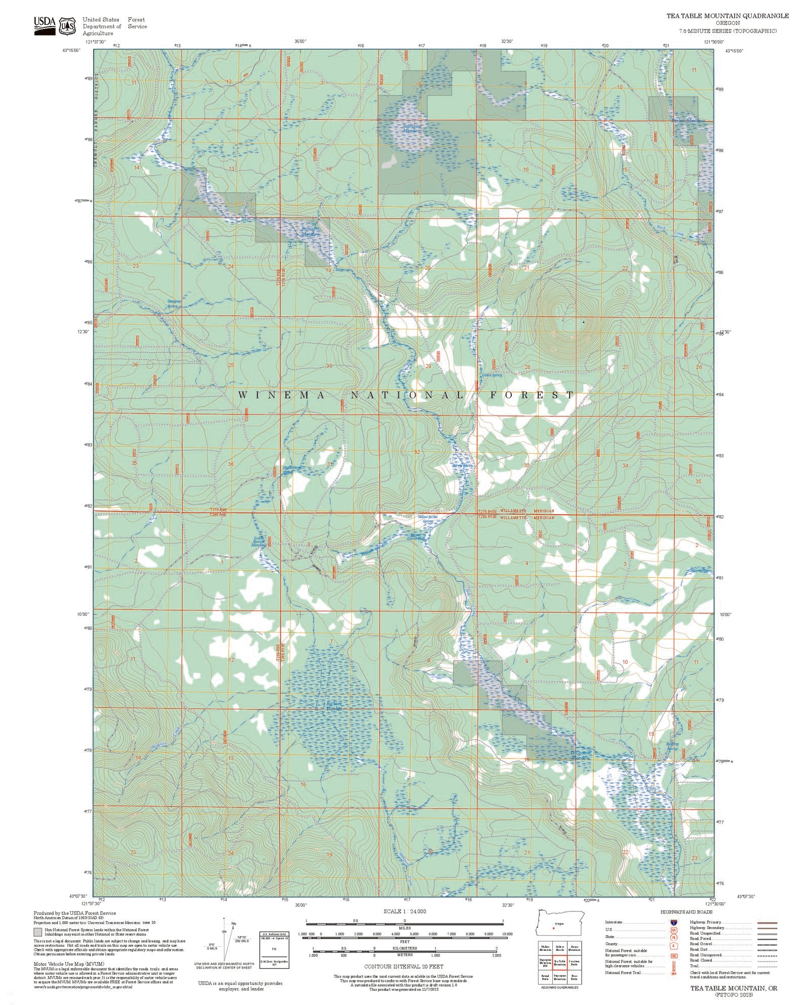 2025 Forest Service Topo Map of Tea Table Mountain Oregon – MyTopo Map ...