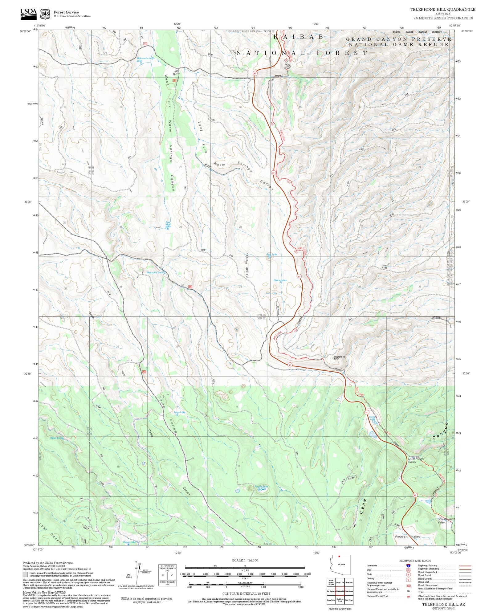 2025 Forest Service Topo Map of Telephone Hill Arizona – MyTopo Map Store