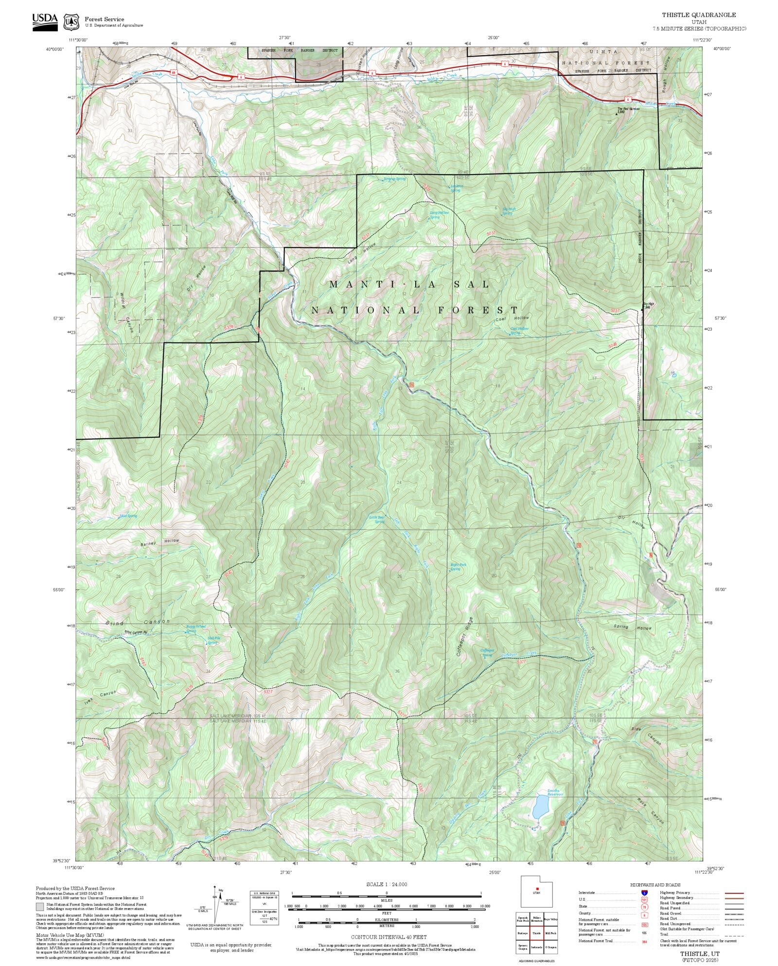 2025 Forest Service Topo Map of Thistle Utah – MyTopo Map Store