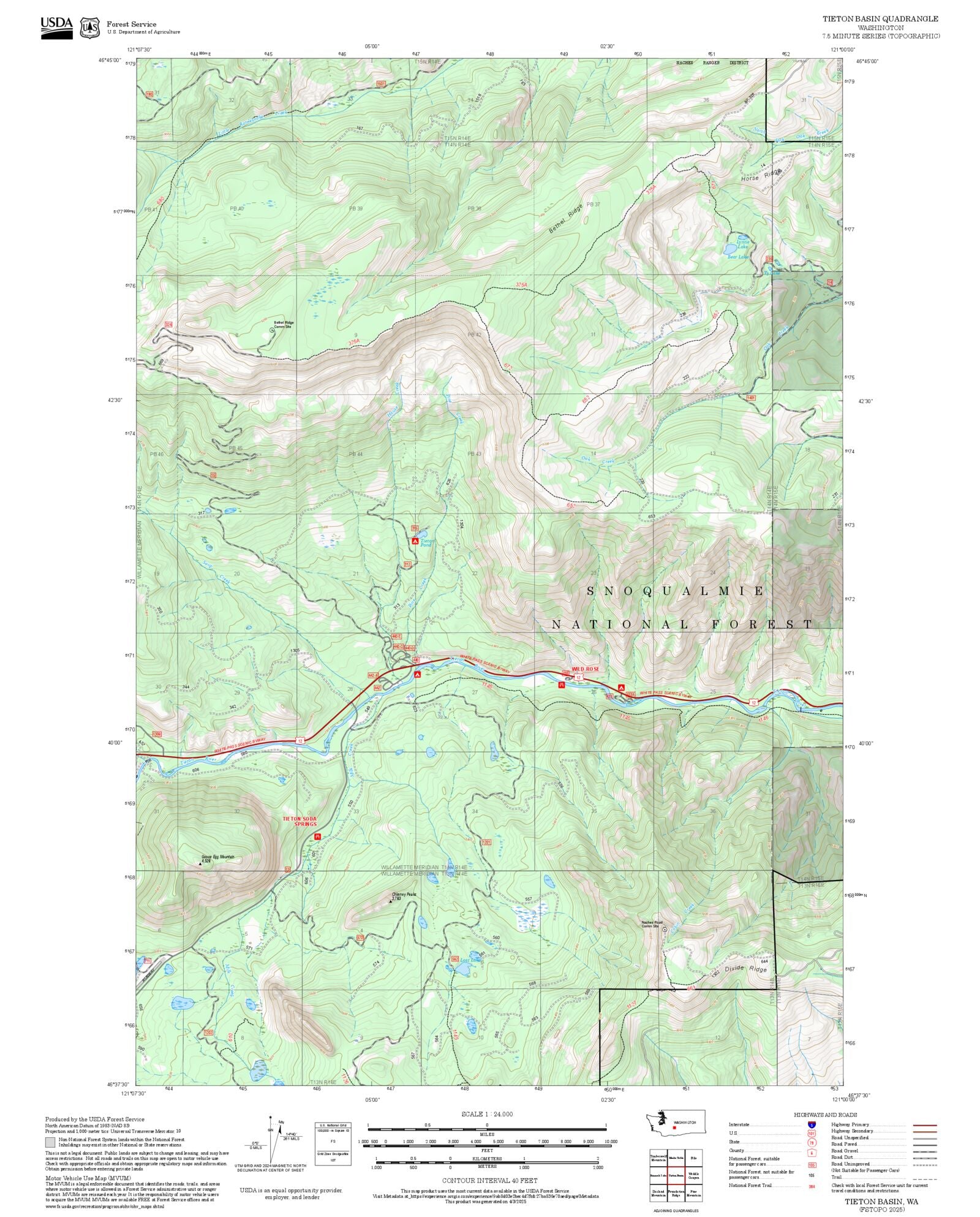 2025 Forest Service Topo Map of Tieton Basin Washington – MyTopo Map Store
