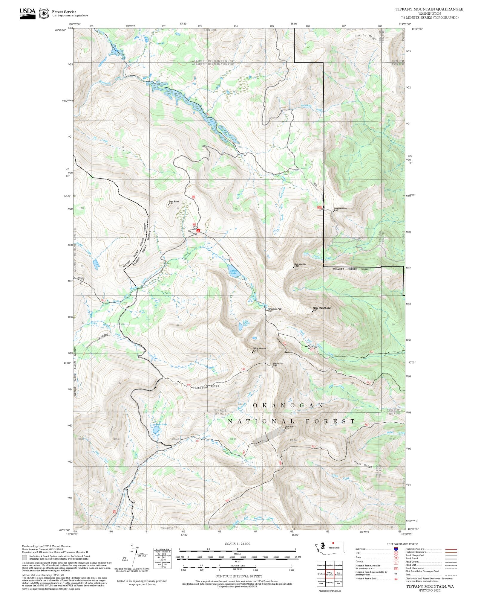 2025 Forest Service Topo Map of Tiffany Mountain Washington – MyTopo ...
