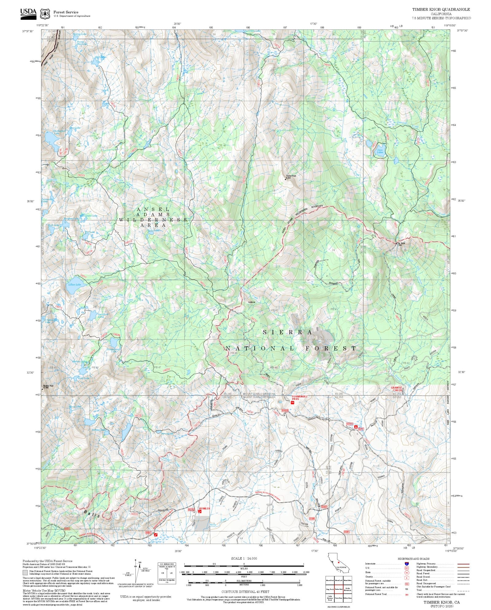 2025 Forest Service Topo Map of Timber Knob California – MyTopo Map Store