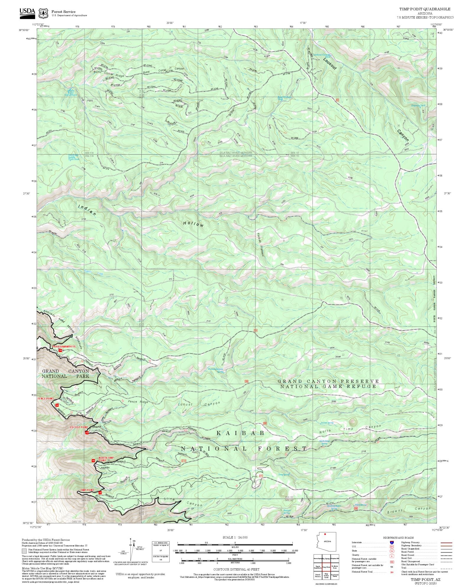 2025 Forest Service Topo Map of Timp Point Arizona – MyTopo Map Store