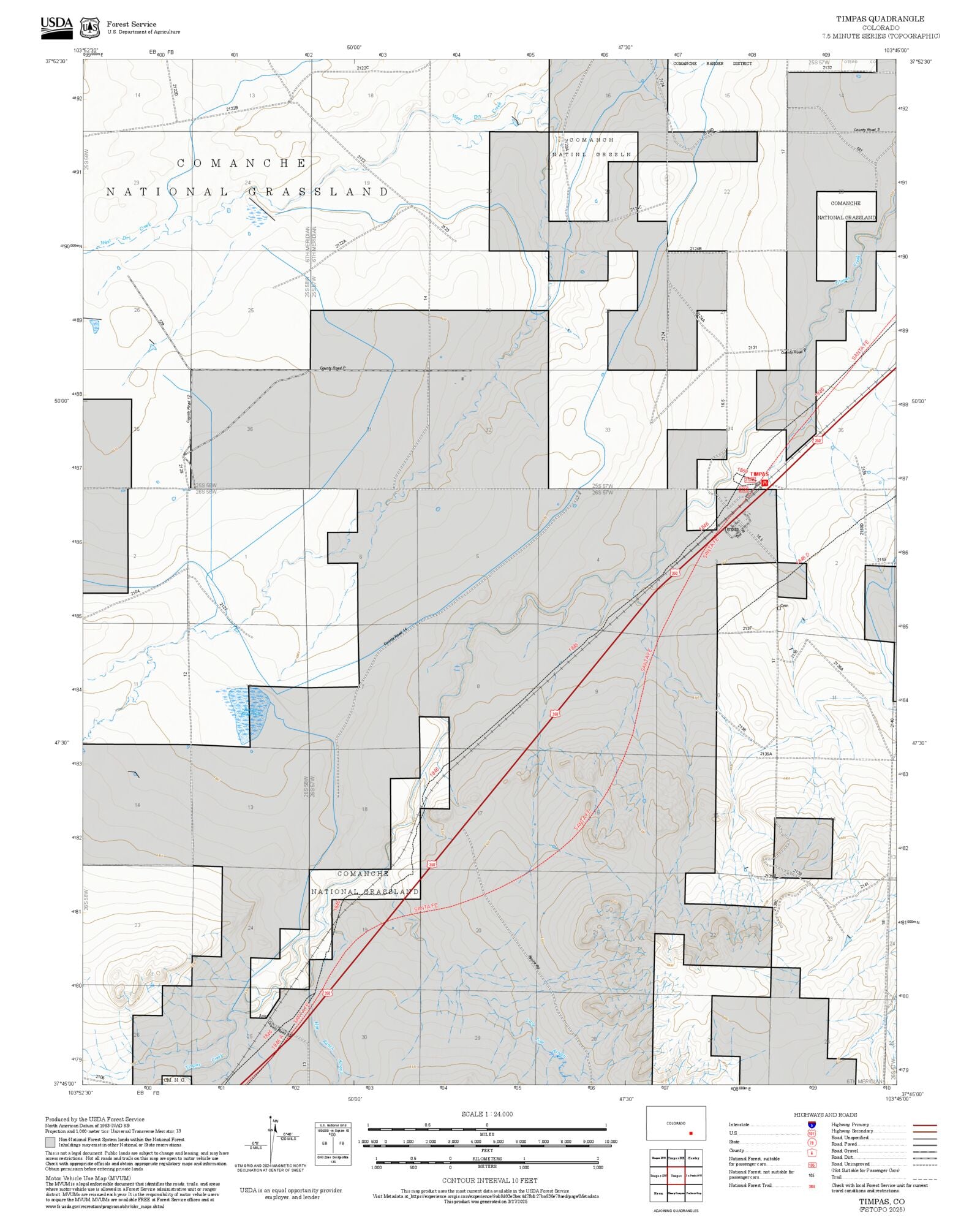 2025 Forest Service Topo Map of Timpas Colorado – MyTopo Map Store