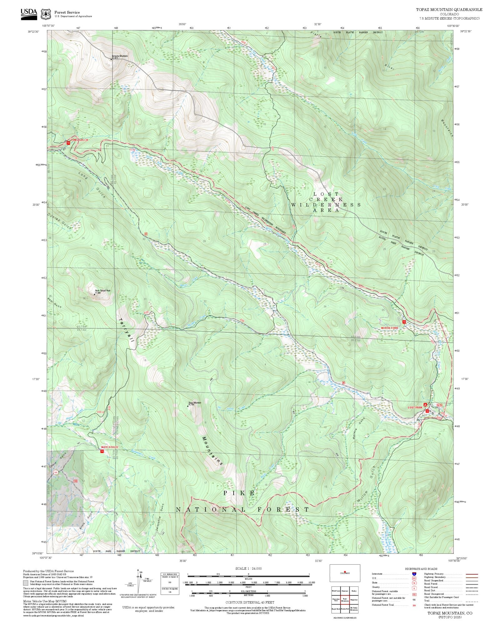 2025 Forest Service Topo Map of Topaz Mountain Colorado – MyTopo Map Store