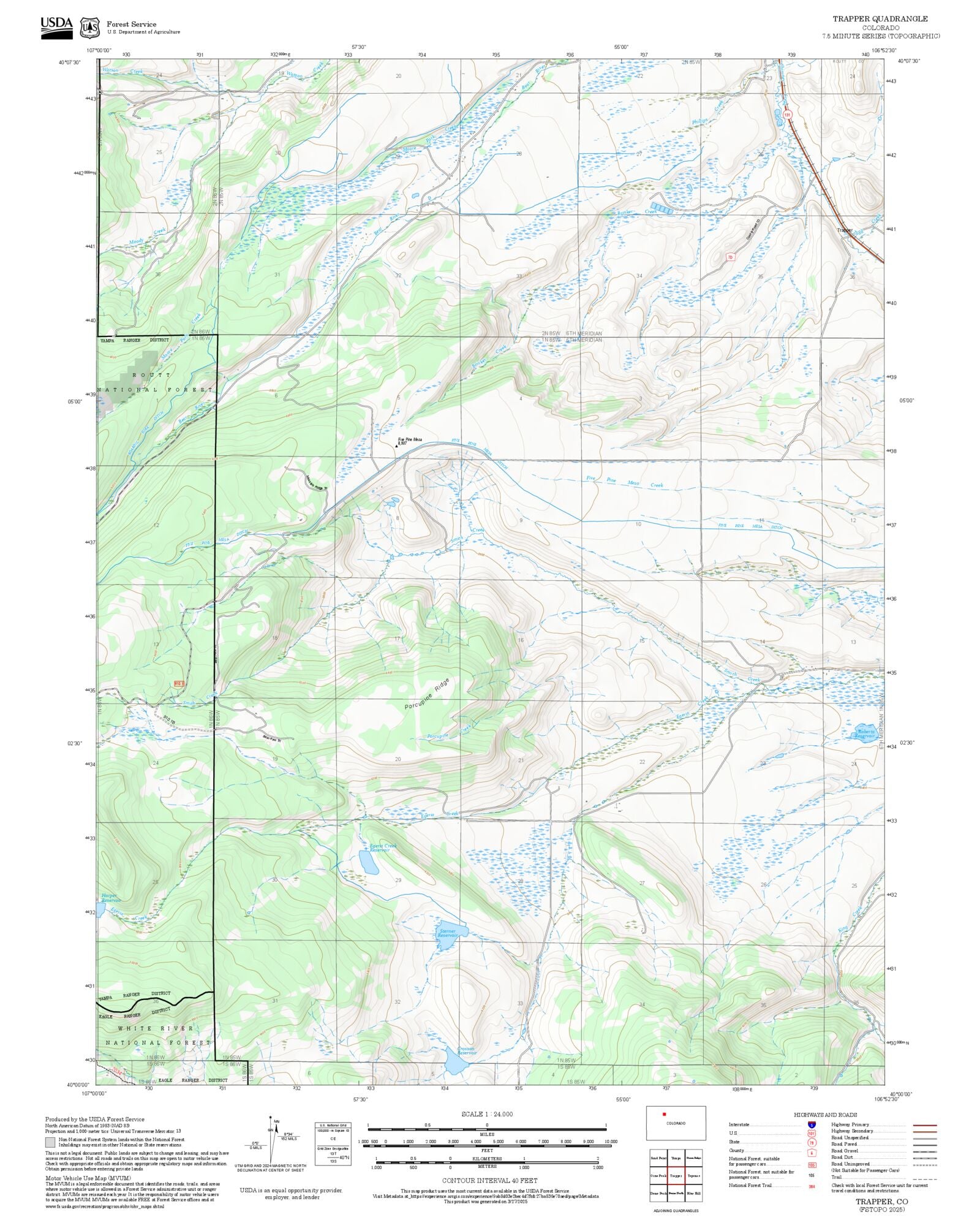 2025 Forest Service Topo Map of Trapper Colorado – MyTopo Map Store