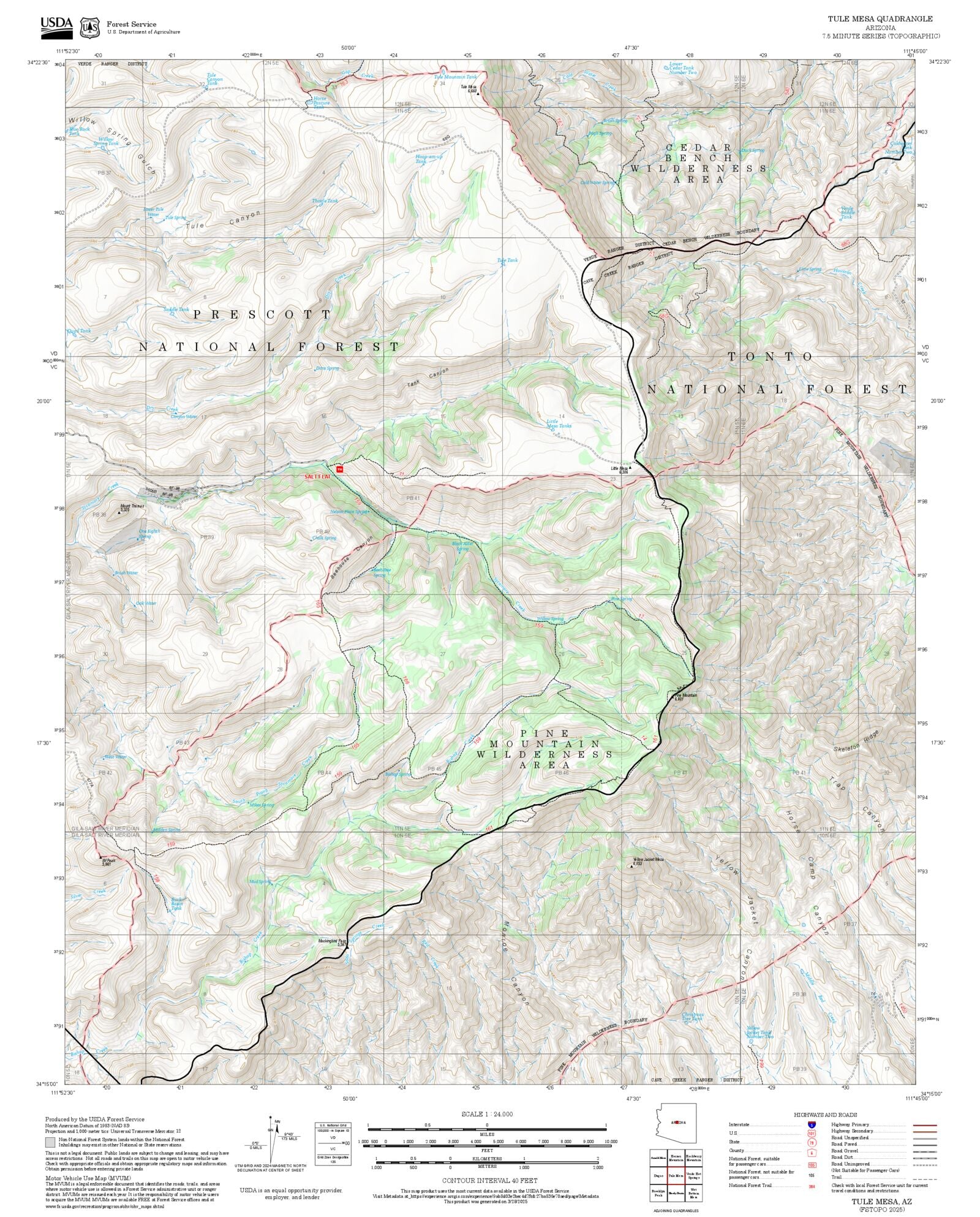 2025 Forest Service Topo Map of Tule Mesa Arizona – MyTopo Map Store